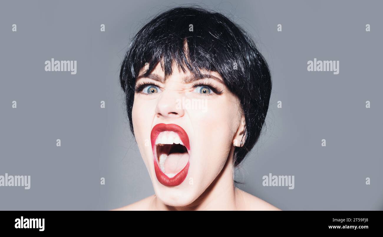 Young woman screaming and shouting. Shout and scream mouth Stock Photo ...