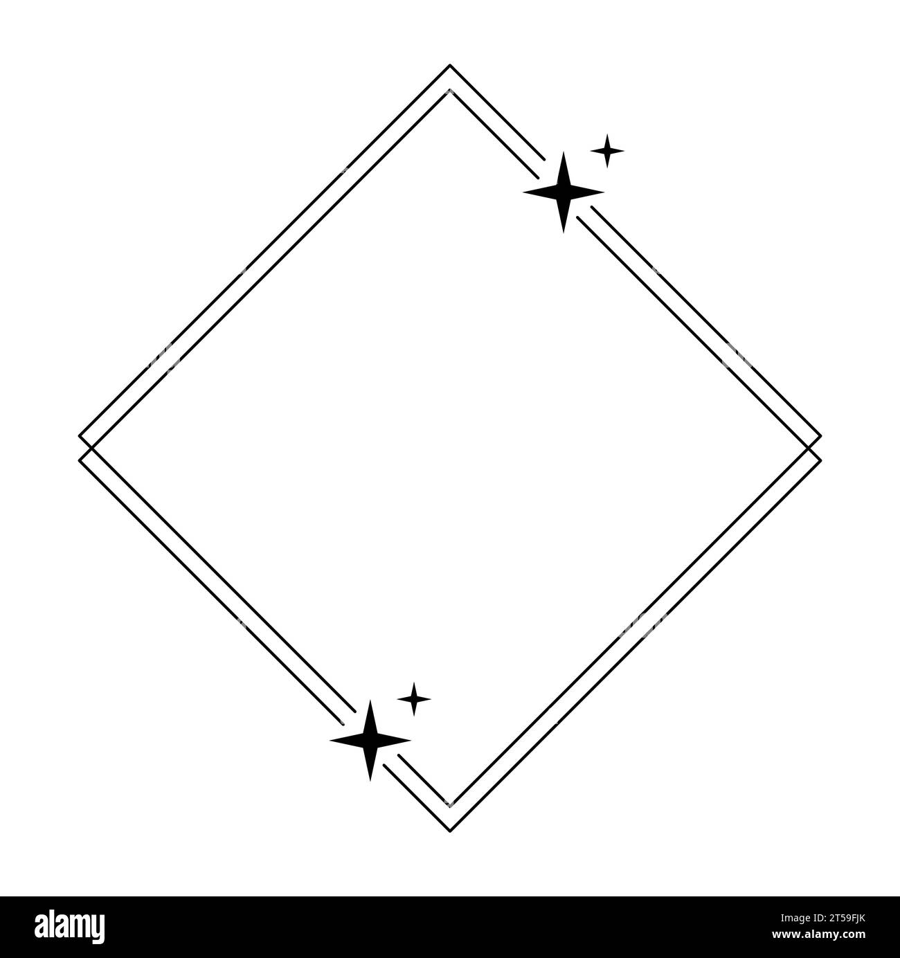 Trendy linear rhombus frame with stars, Modern minimalist aesthetic ...