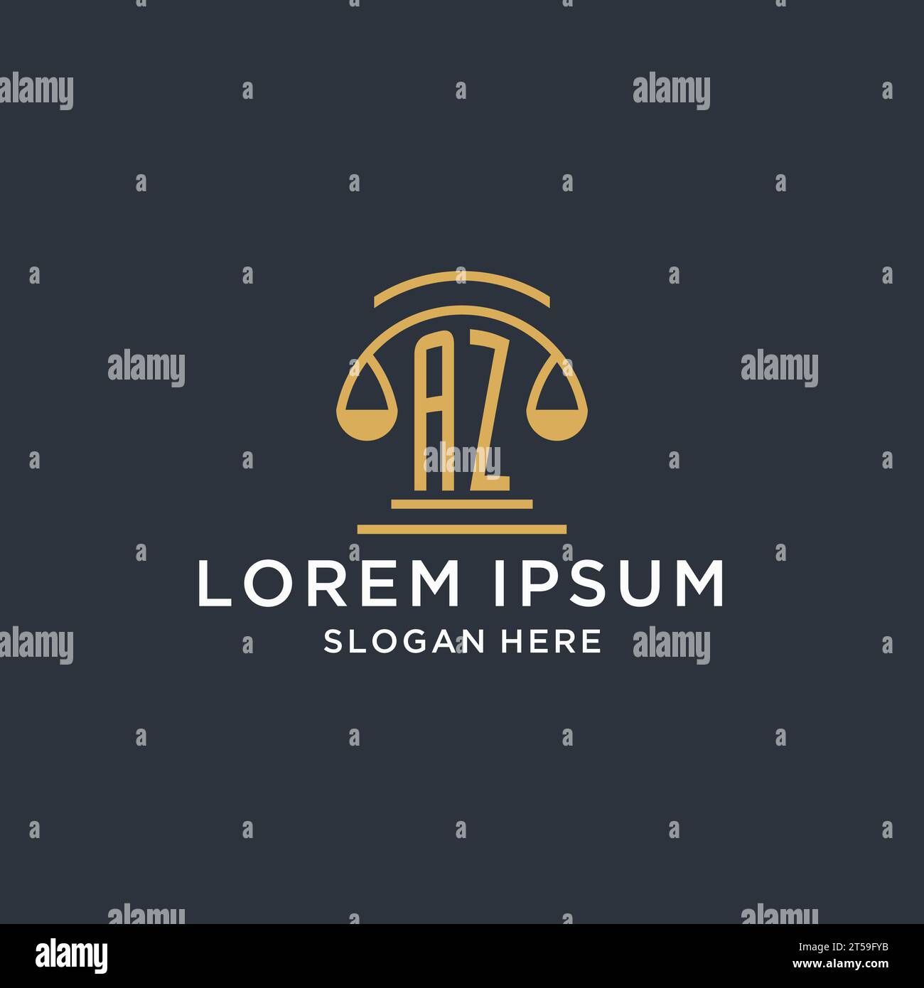AZ initial with scale of justice logo design template, luxury law and ...