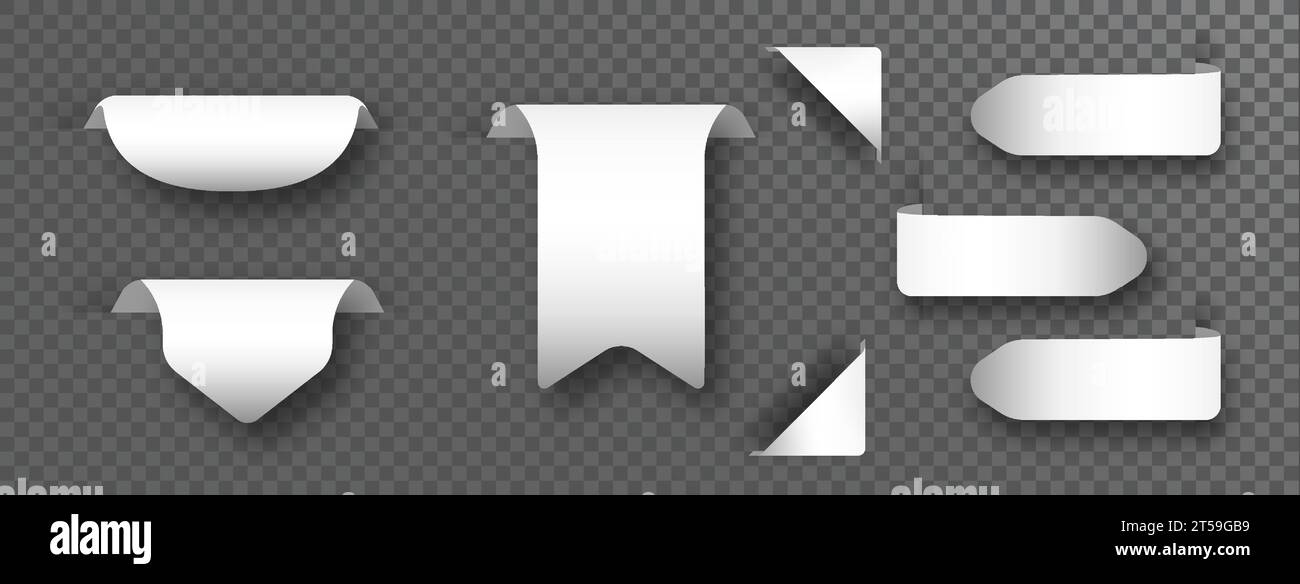 White tags and stickers on transparent background. Vector illustration ...