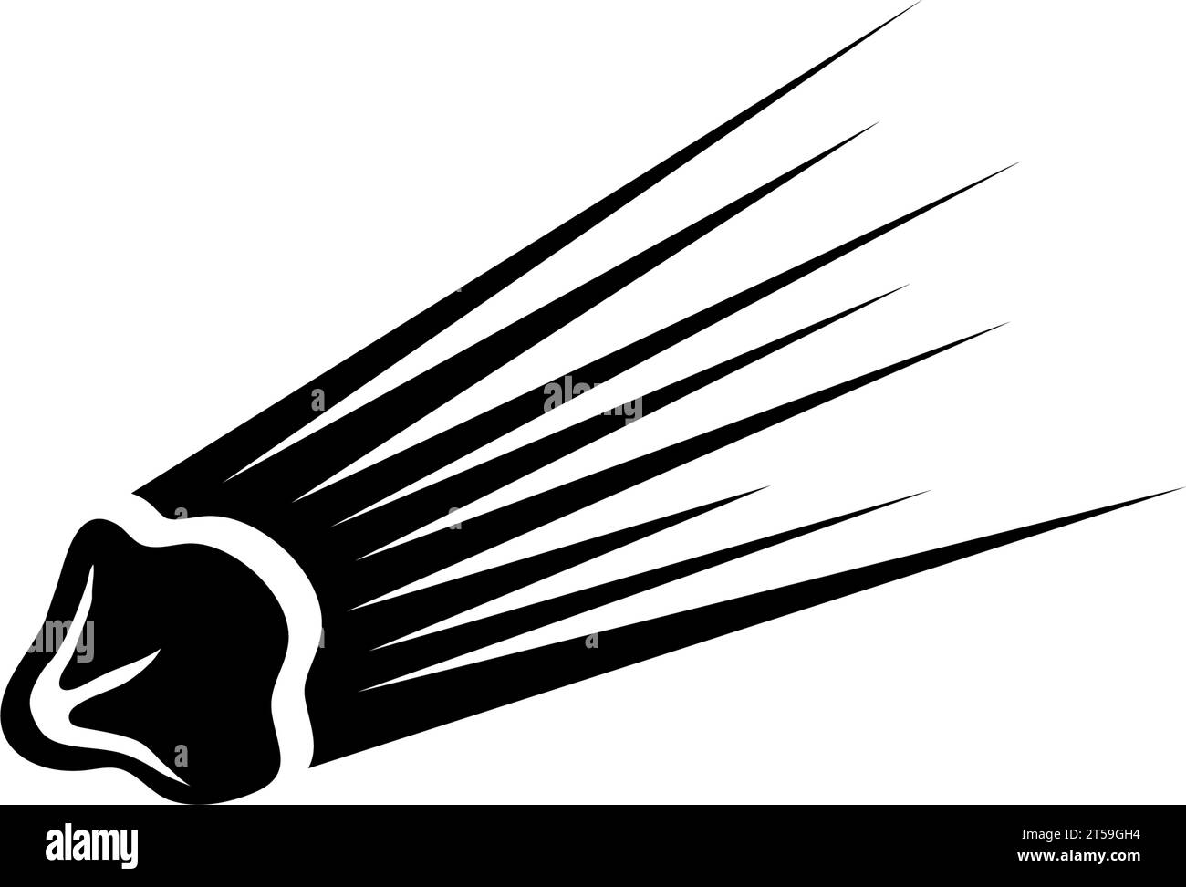 Flying Comet Or Meteor Asteroid Fireball Flat Vector Icon