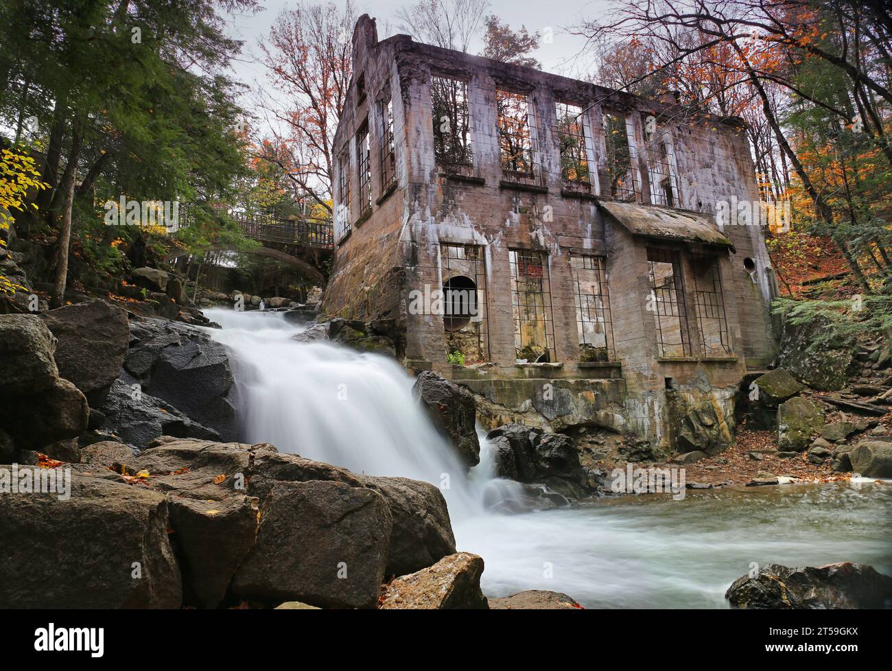 The Carbide-Wilson Ruins and Waterfall Stock Photo - Alamy