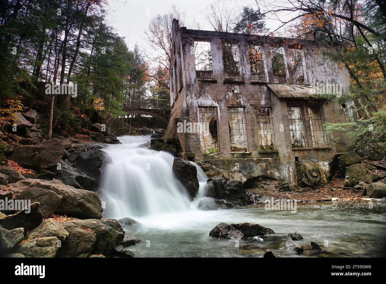 The Carbide-Wilson Ruins and Waterfall Stock Photo - Alamy