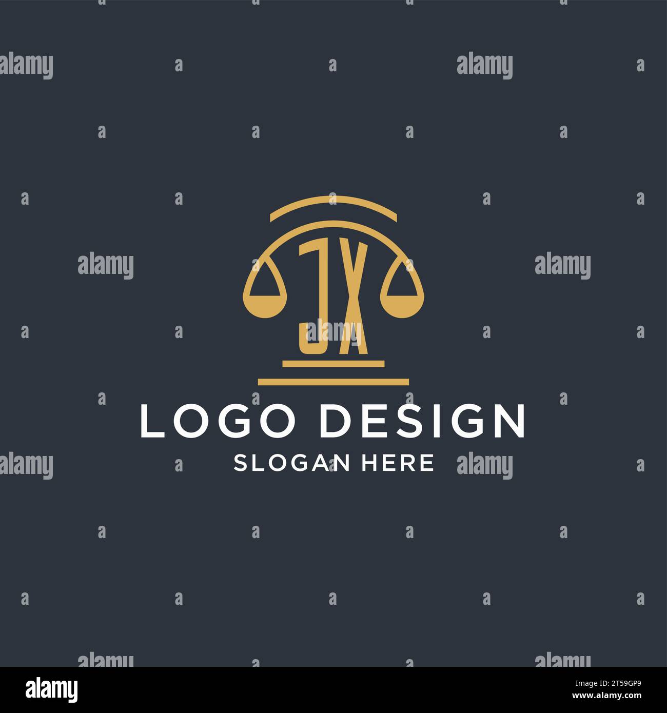 JX initial with scale of justice logo design template, luxury law and ...