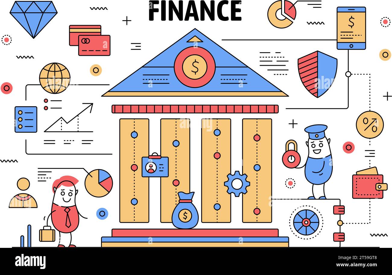 Business finance poster banner template. Vector thin line art flat ...