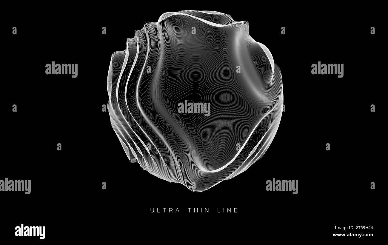 Ultra thin line fluid geometry. Dynamic vector distorted spheres Stock ...