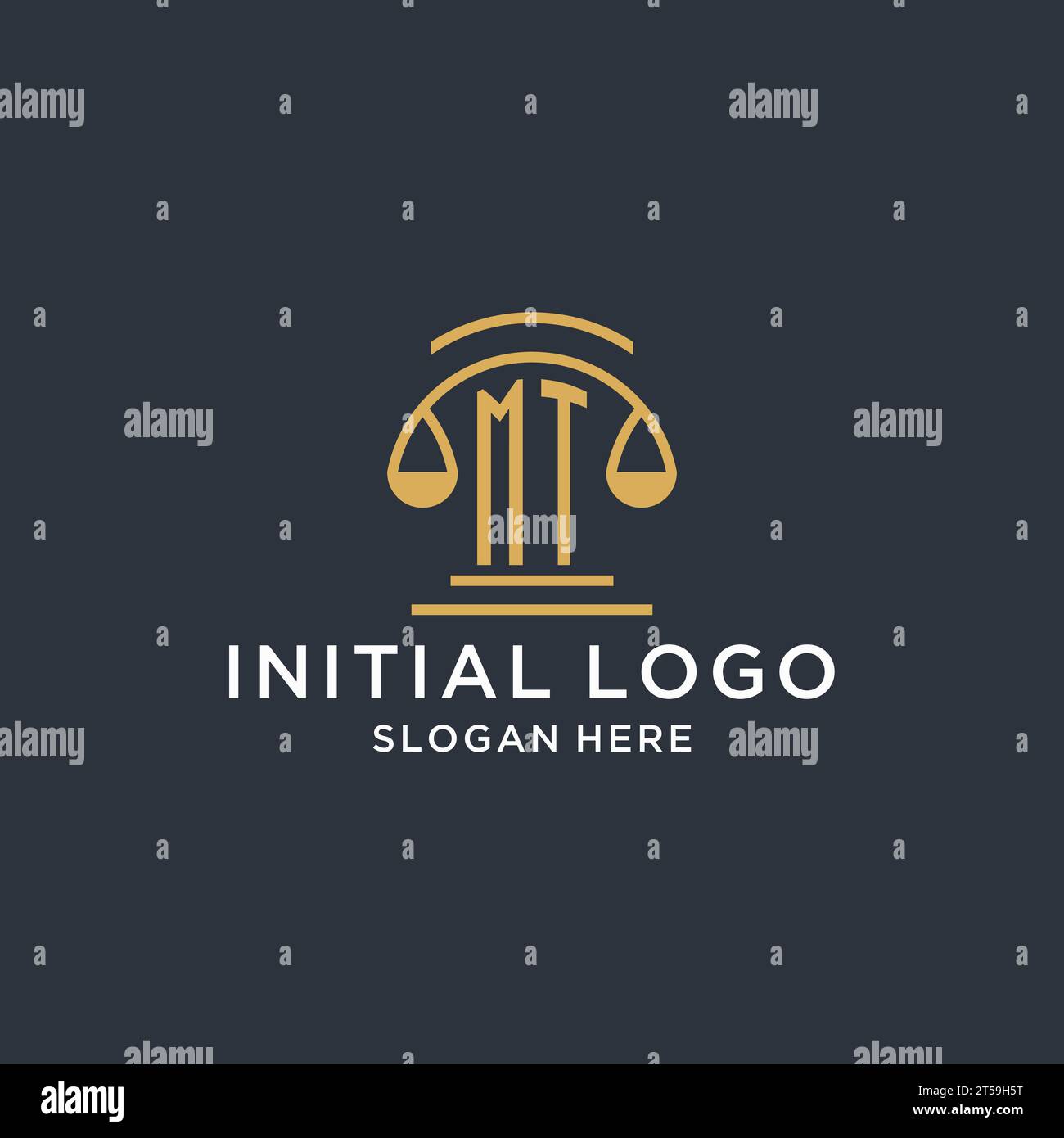 MT initial with scale of justice logo design template, luxury law and ...