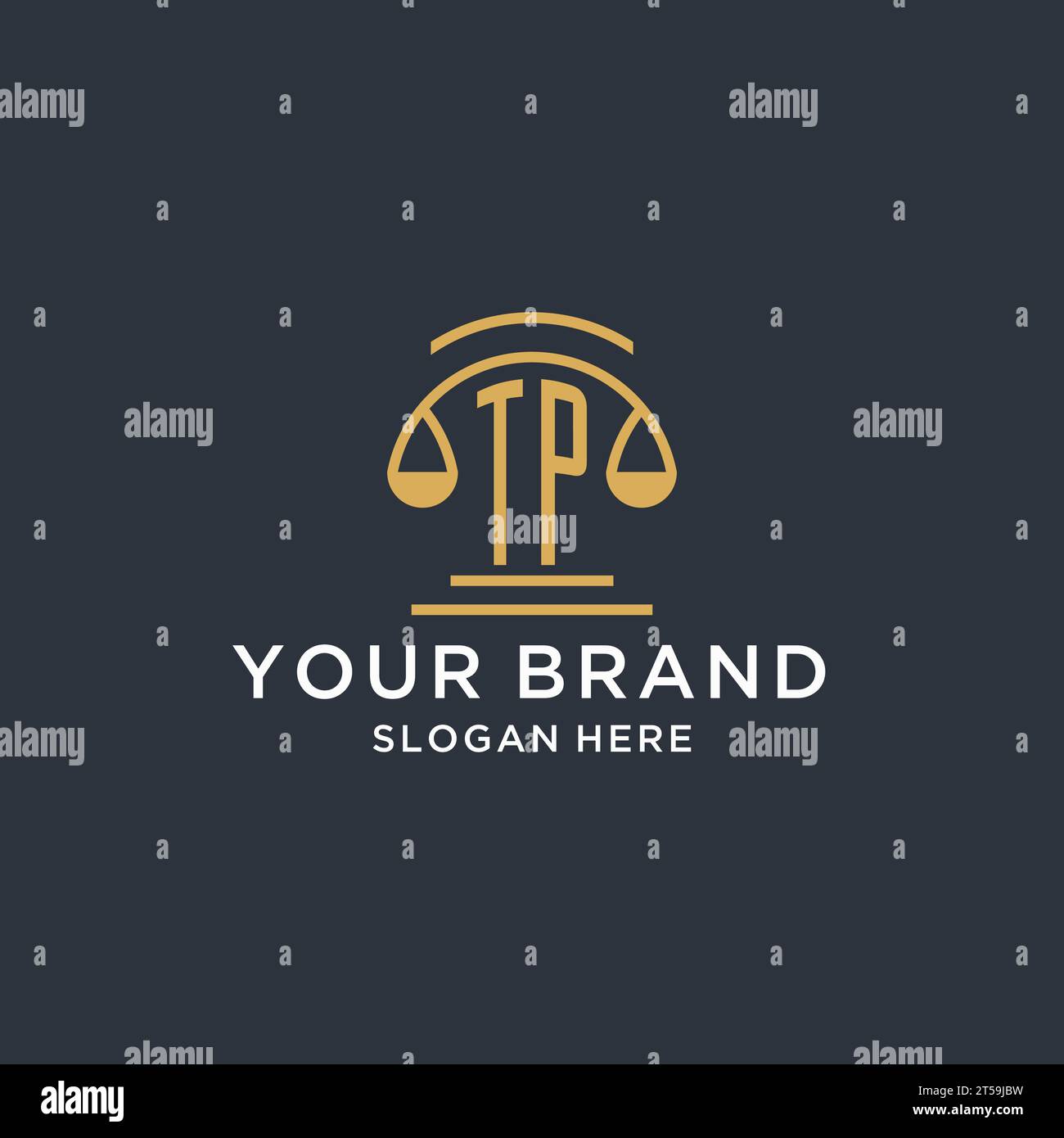 TP initial with scale of justice logo design template, luxury law and ...