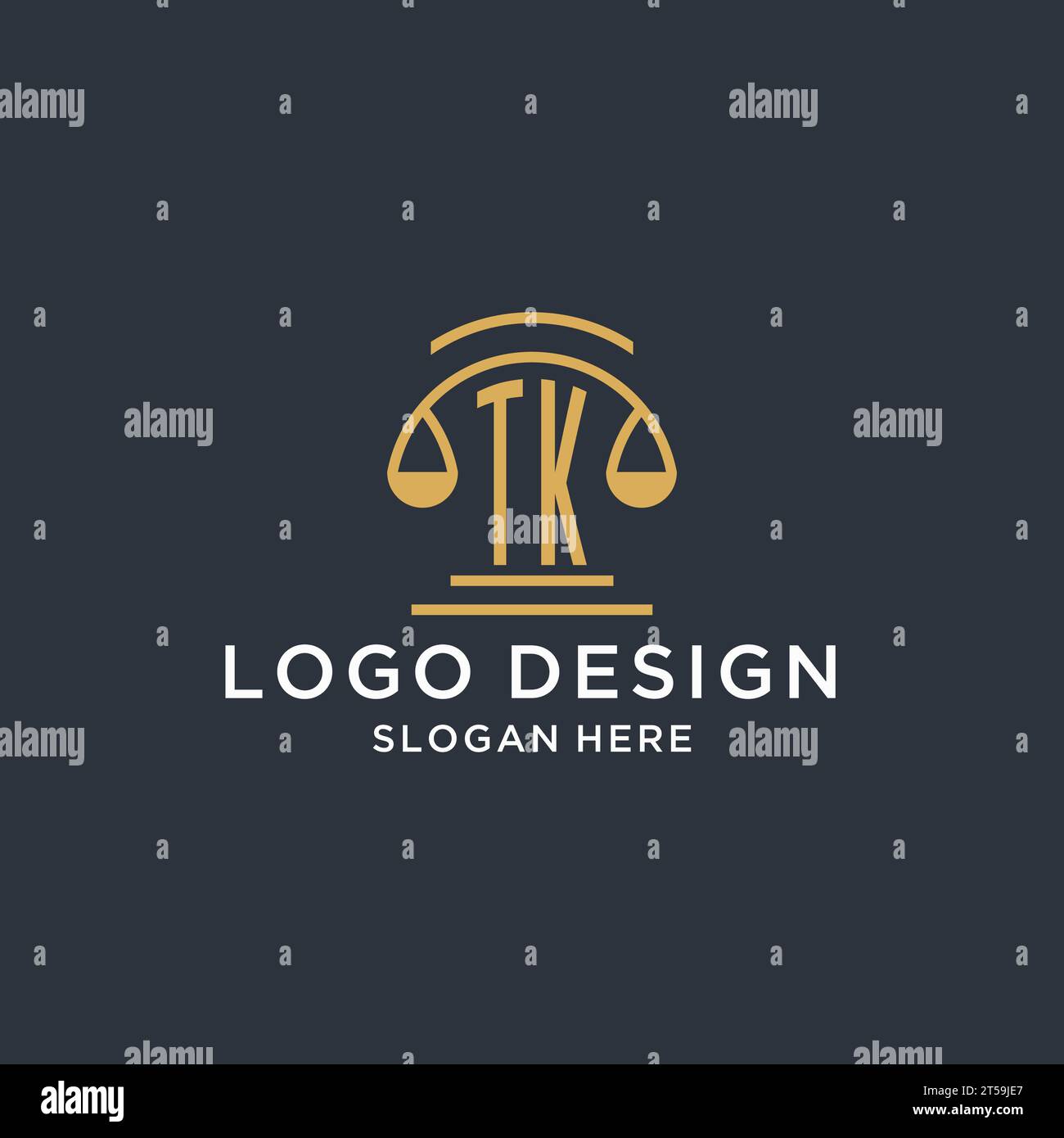 TK initial with scale of justice logo design template, luxury law and ...