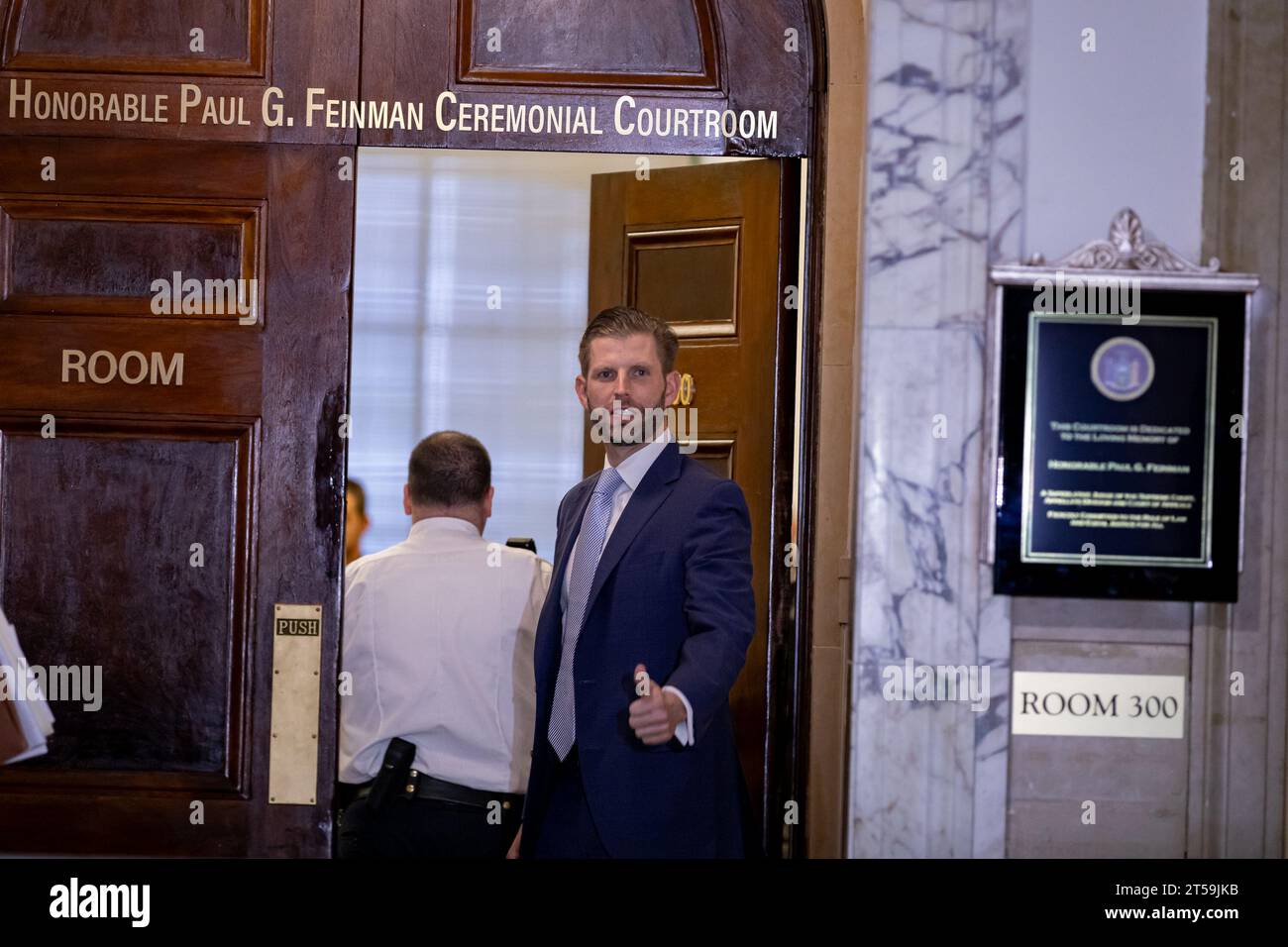 Eric Trump enters the courtroom to testify in the civil fraud trial of ...