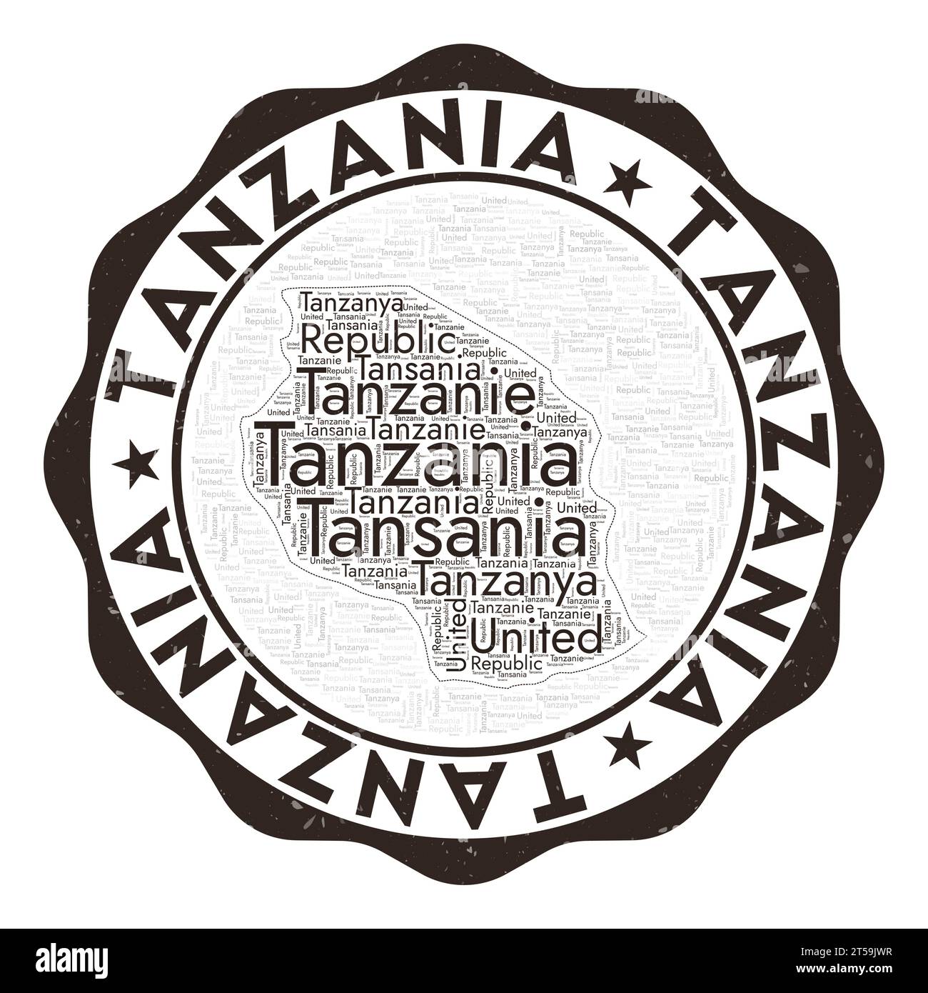 Tanzania logo. Amazing country badge with word cloud in the shape of ...