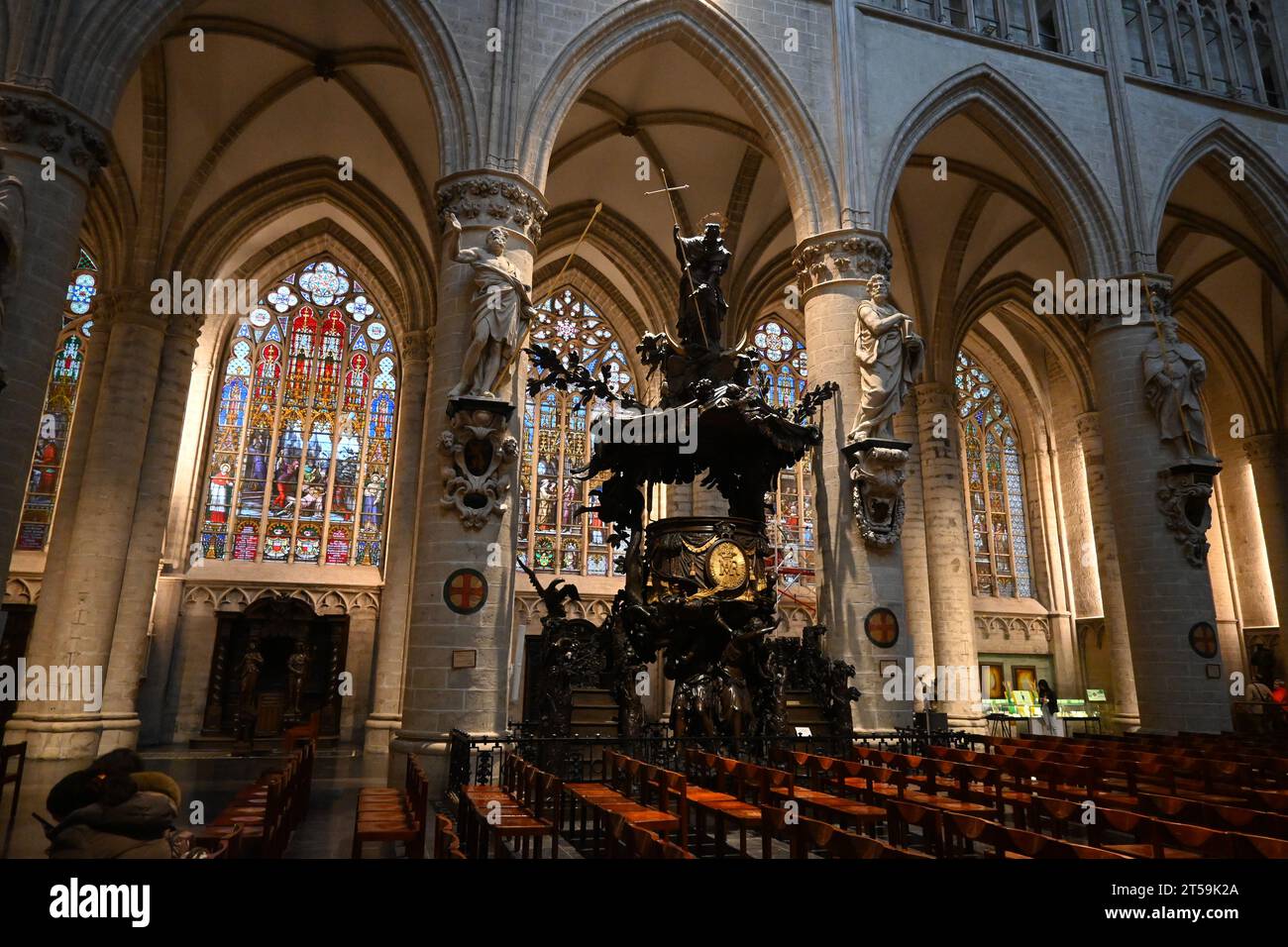 Baroque pulpit by Hendrik Frans Verbruggen in the Cathedral of St ...
