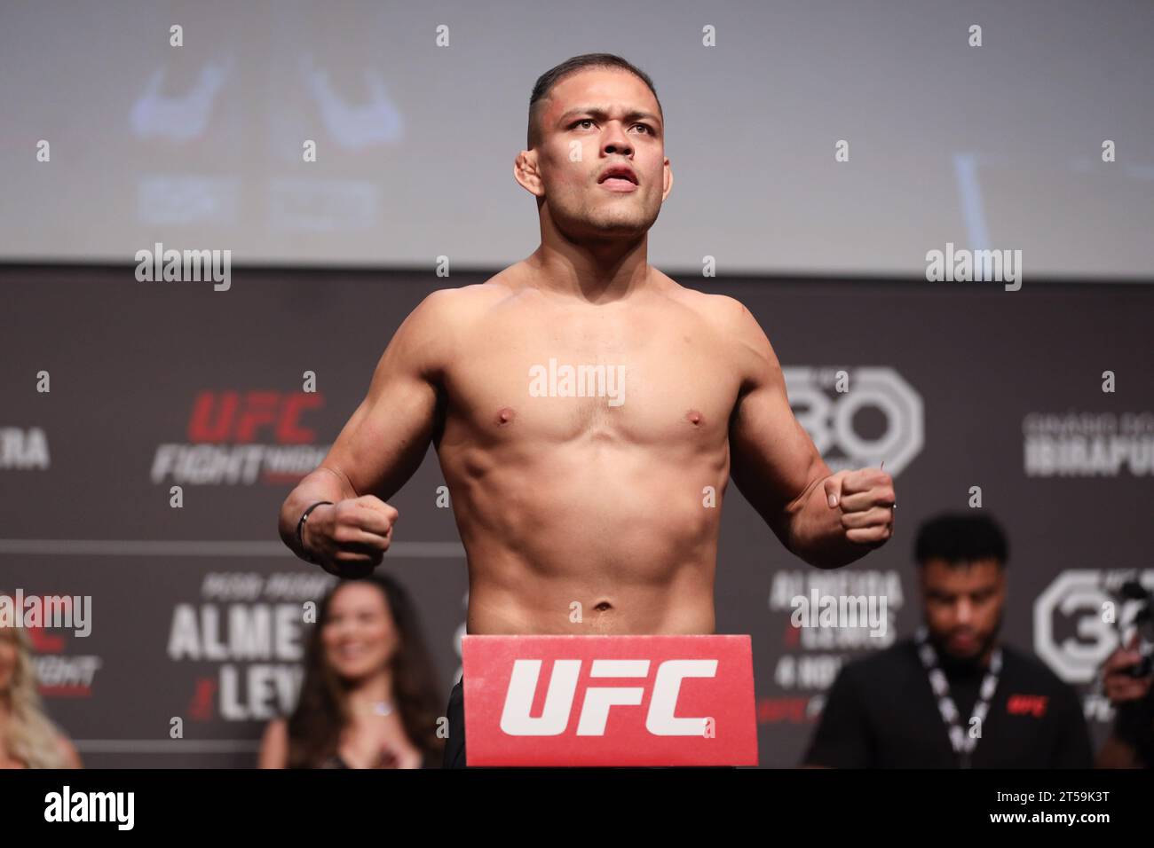 Elves Brener during the ceremonial heavyweight weigh-in for UFC Fight ...