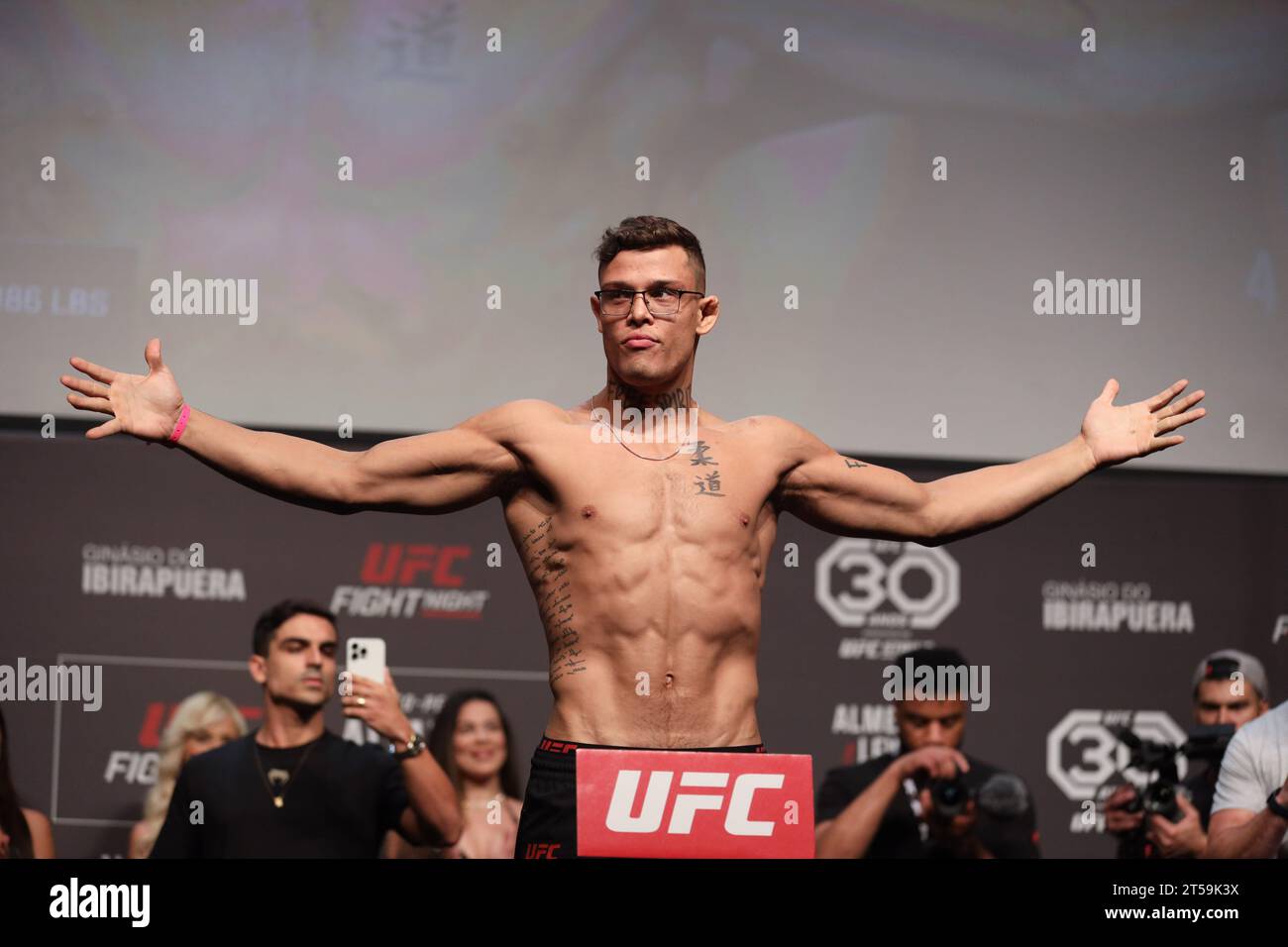 Caio Borralho during the ceremonial heavyweight weigh-in for UFC Fight ...