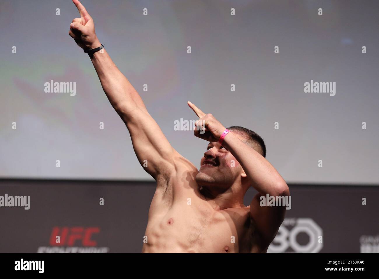 Elves Brener during the ceremonial heavyweight weigh-in for UFC Fight ...