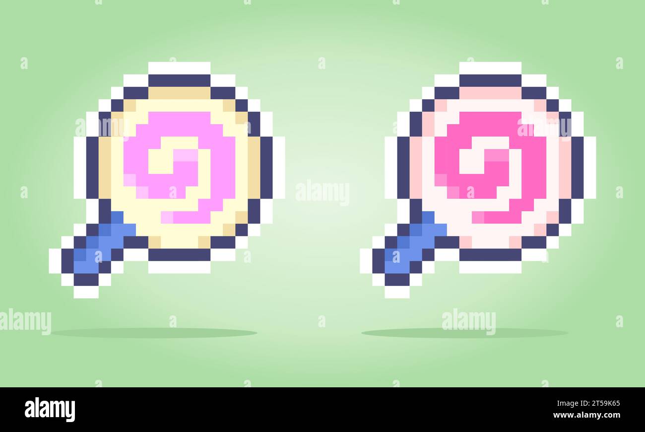 8 bit pixels lollipop. Food icon for game assets and cross stitch ...