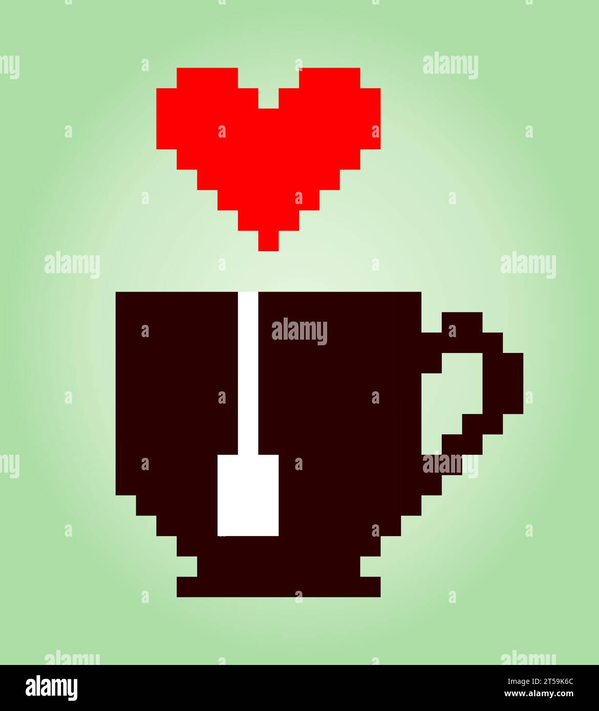 Logo image of a cup of 8 bit pixel tea. Drink in vector illustrations ...