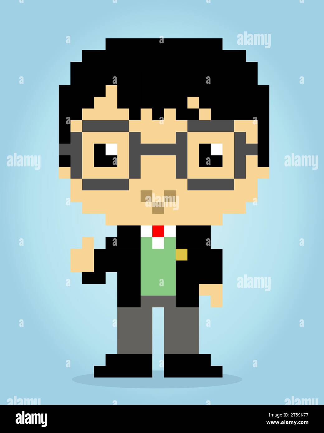 8 bit pixels a man wearing glasses. Human in vector illustrations for ...