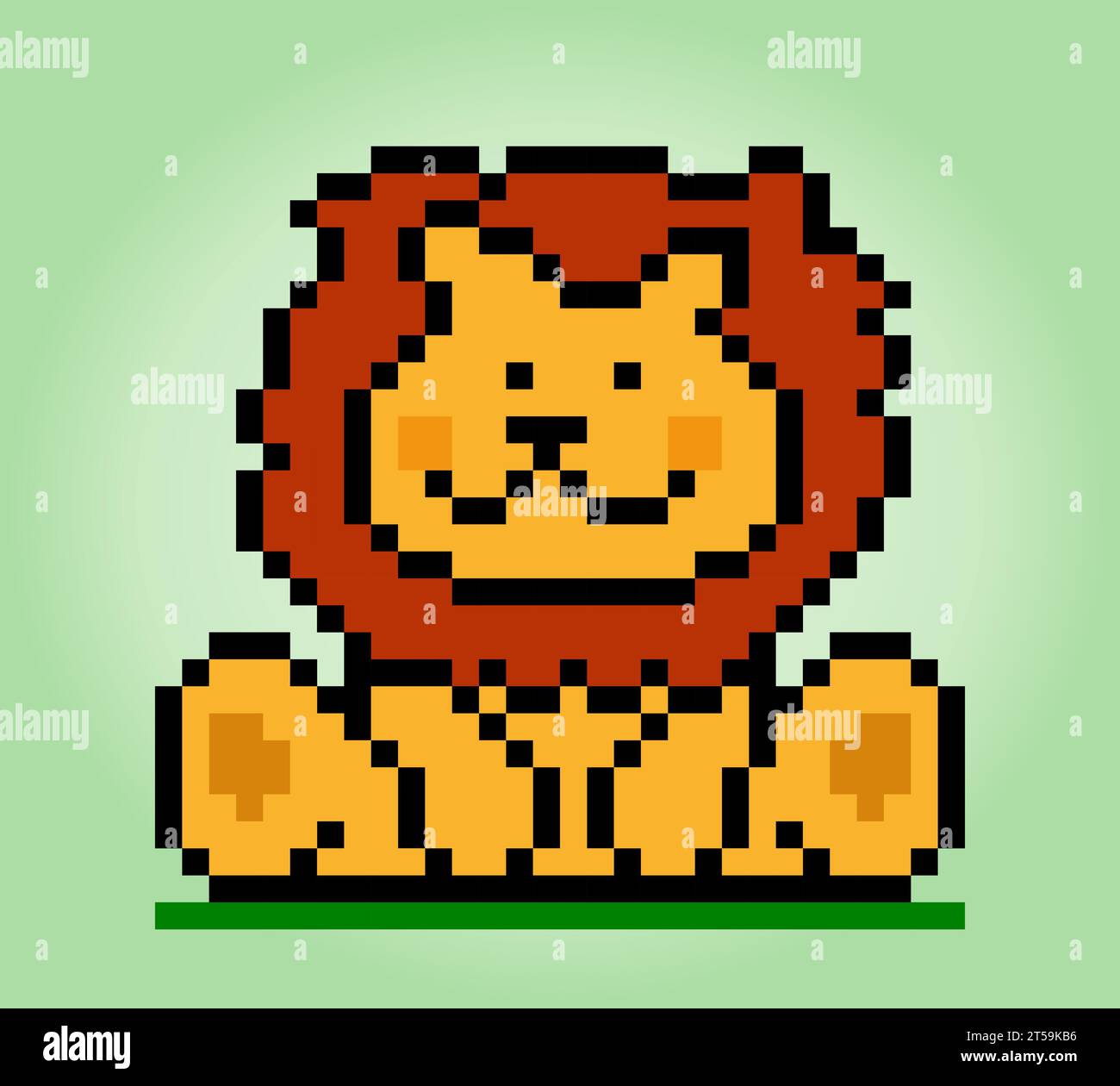 8 bit pixel lion. Animal for game assets and Cross Stitch patterns in ...