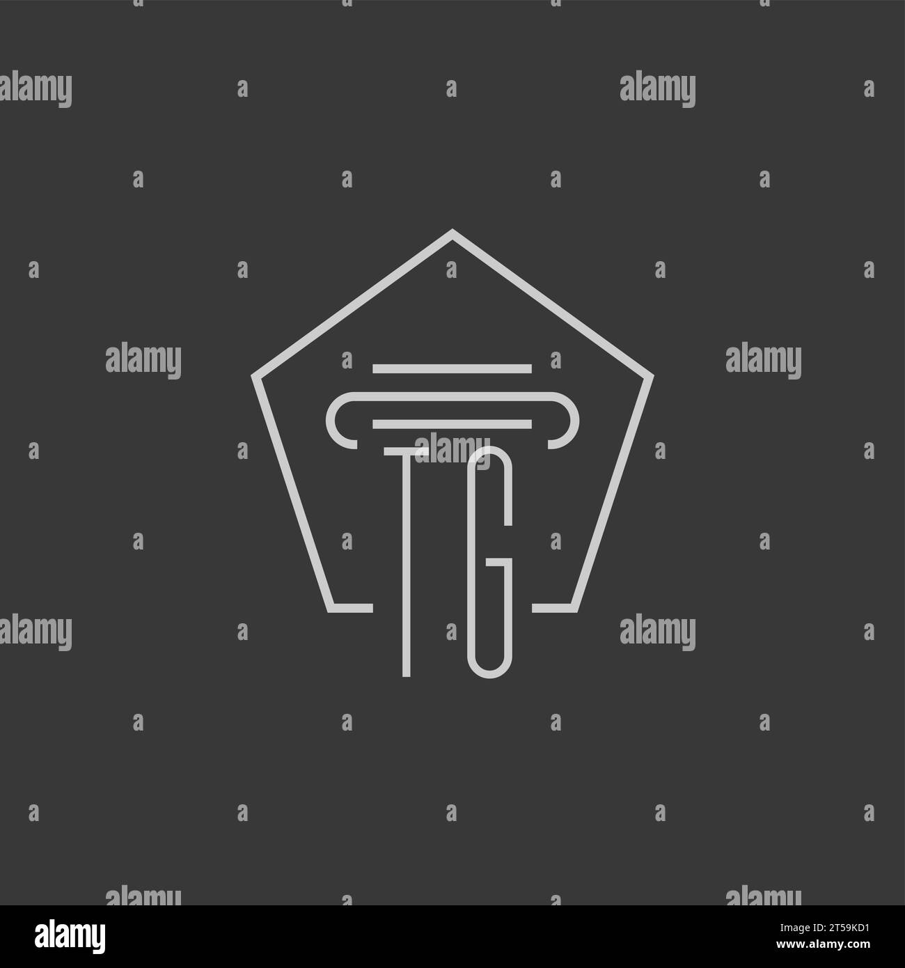 initial monogram TG with monoline pillar logo design ideas Stock Vector ...