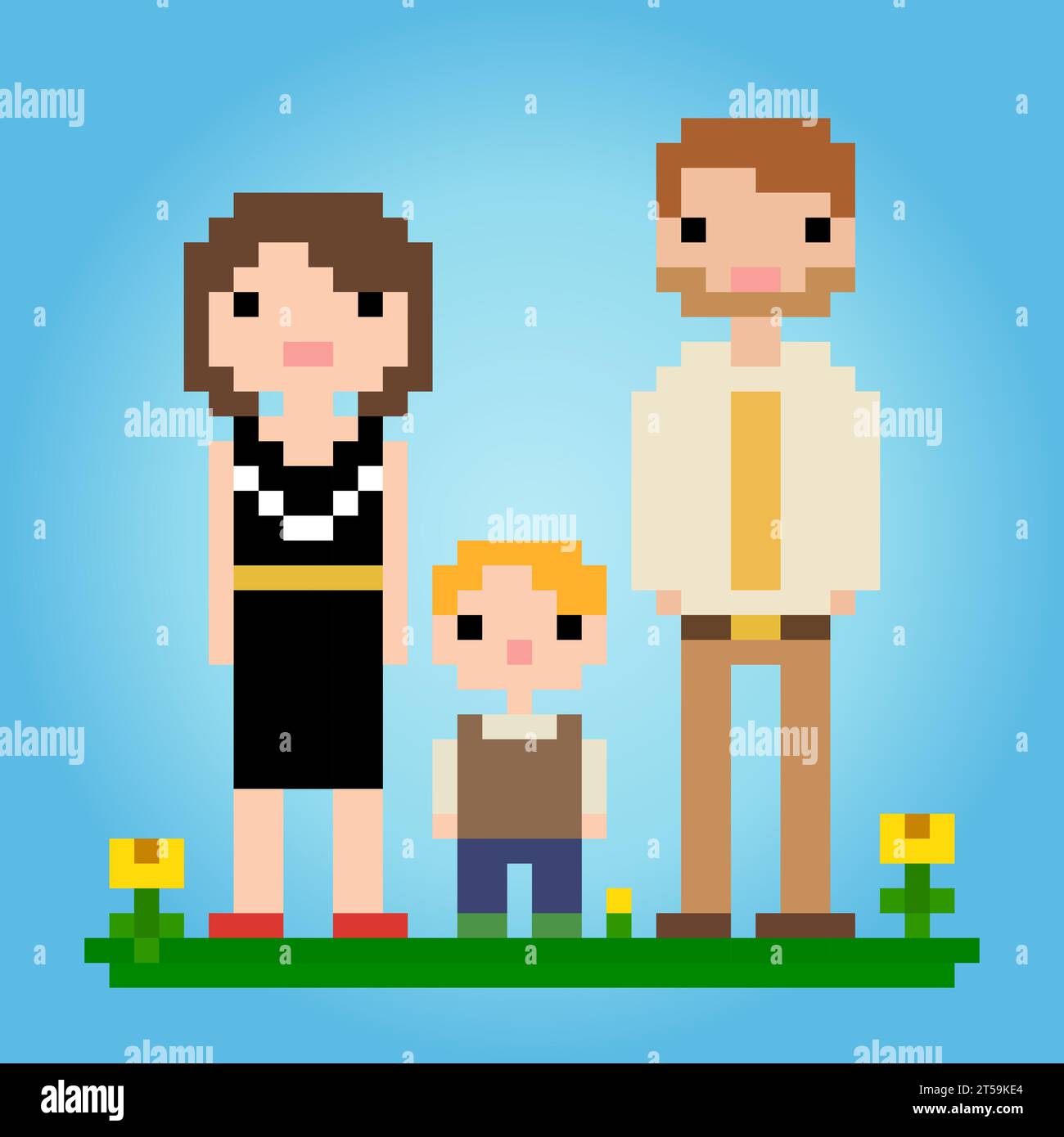 8 bit pixel love my family, in vector illustration for game icon Stock ...