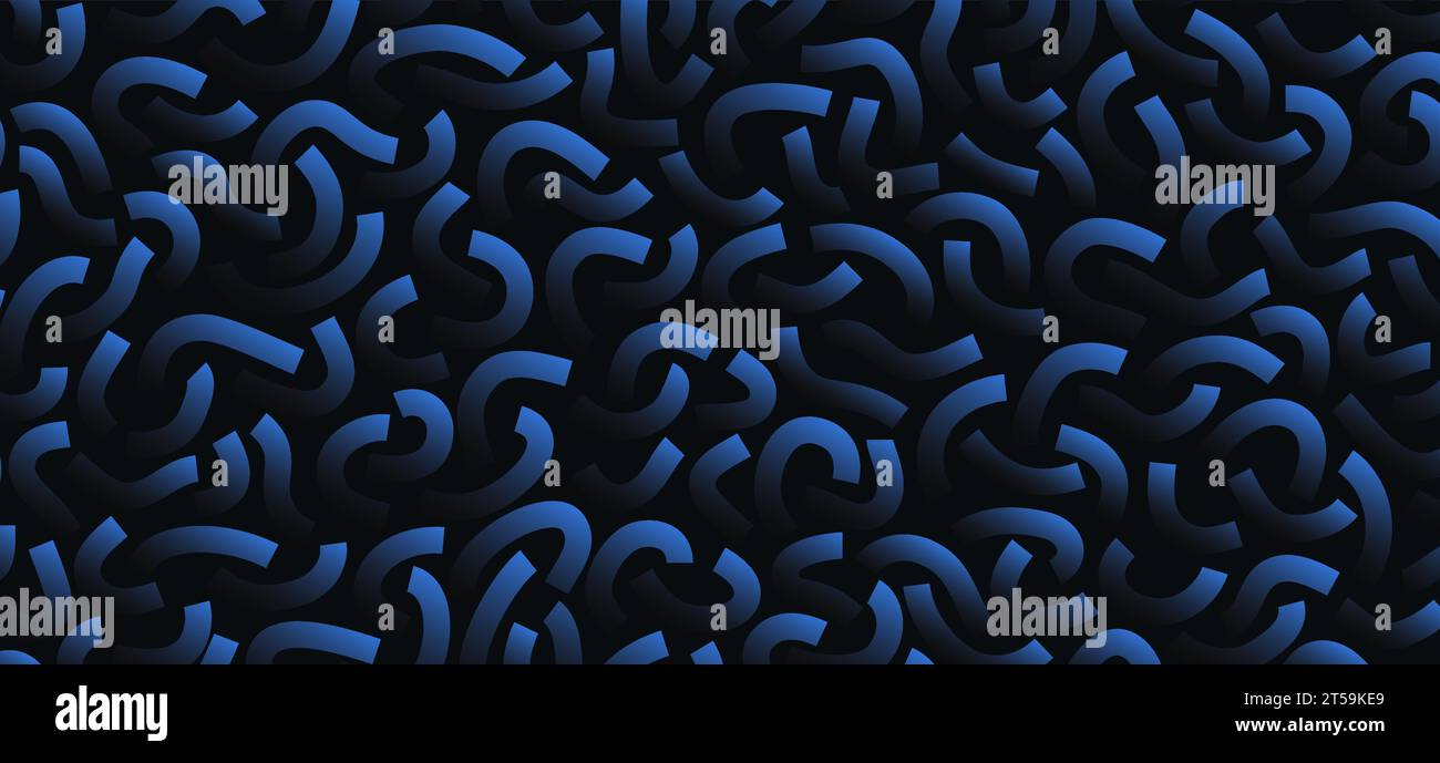 Monochrome doodle pattern. Funny monochrome pattern. Curved blue lines ...