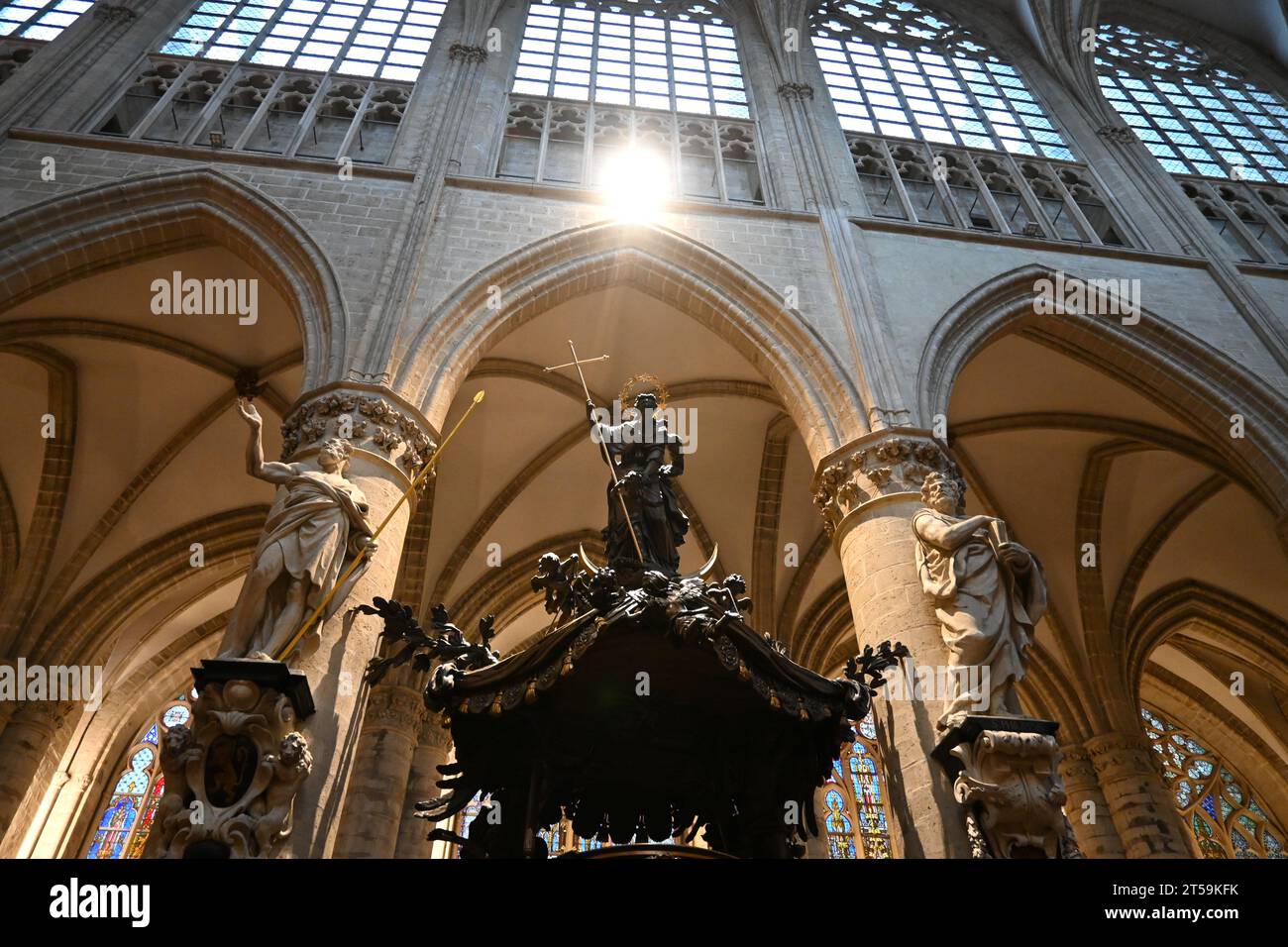 Top of the Baroque pulpit in the Cathedral of St. Michael and St ...