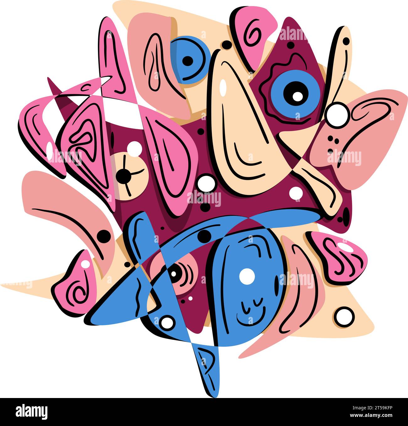 Abstract vector illustration with hand drawn elements, shapes and ...
