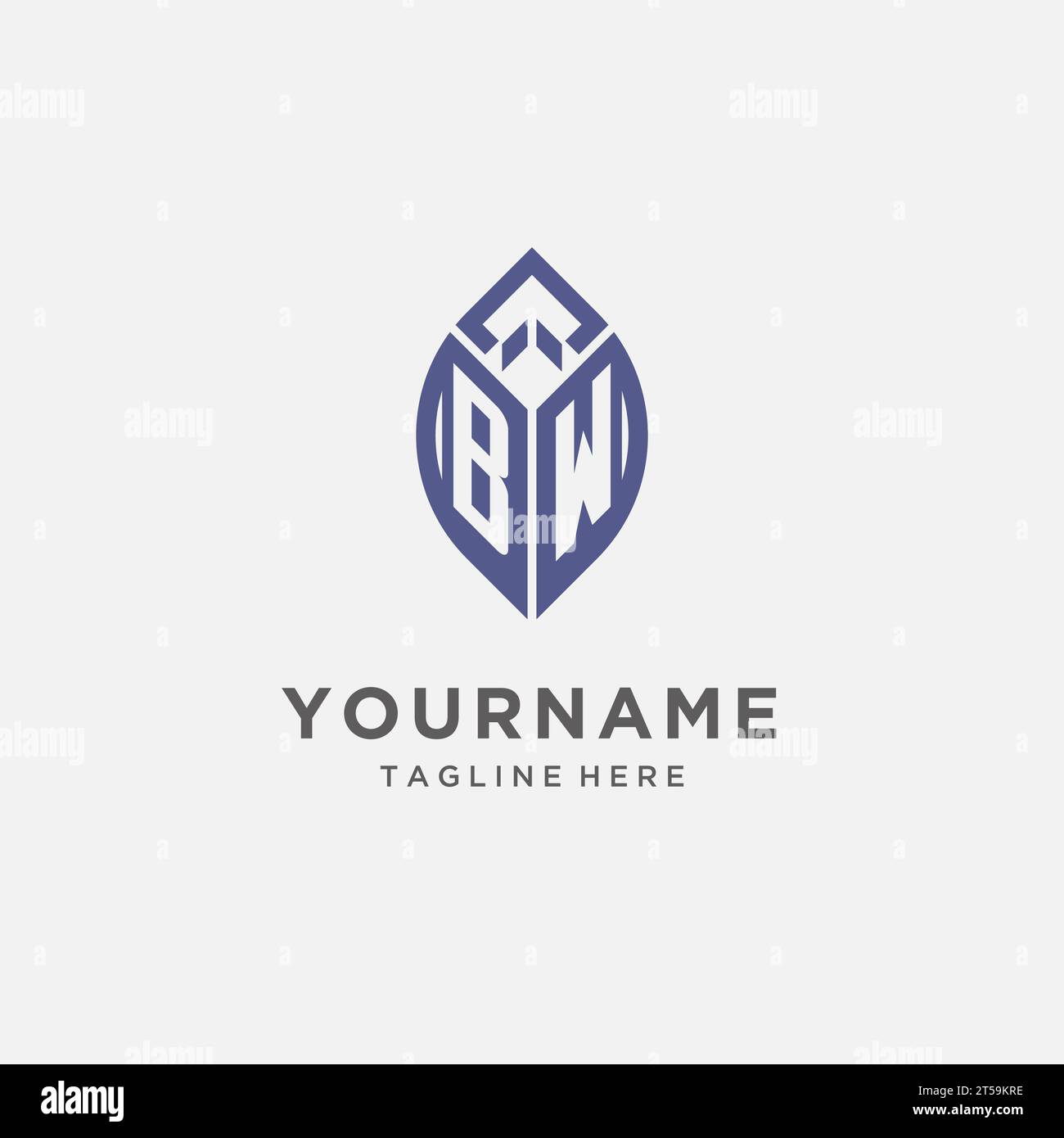 BW logo with leaf shape, clean and modern monogram initial logo design ...