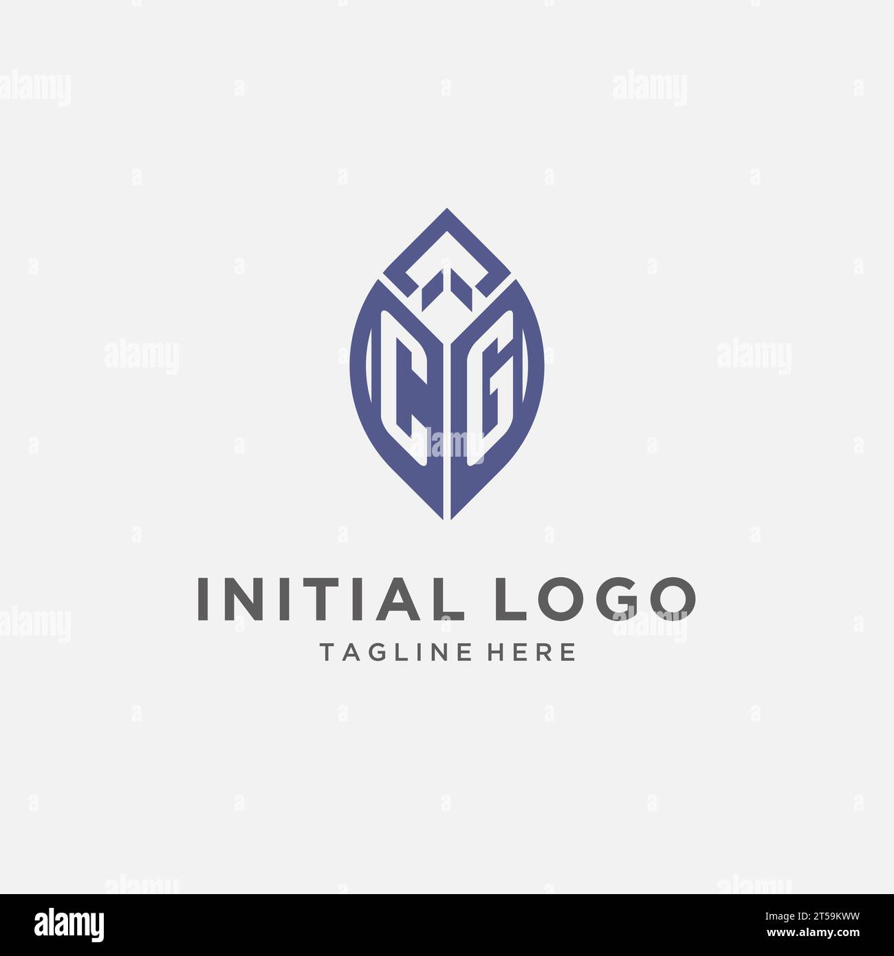 CG logo with leaf shape, clean and modern monogram initial logo design vector graphic Stock ...