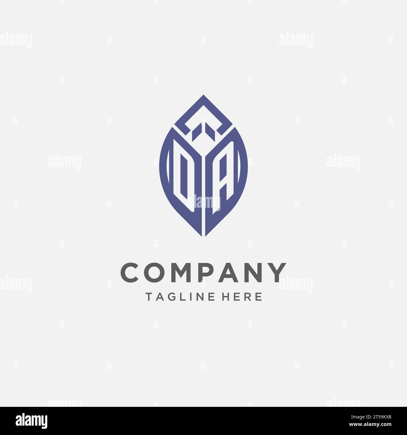 DA logo with leaf shape, clean and modern monogram initial logo design ...
