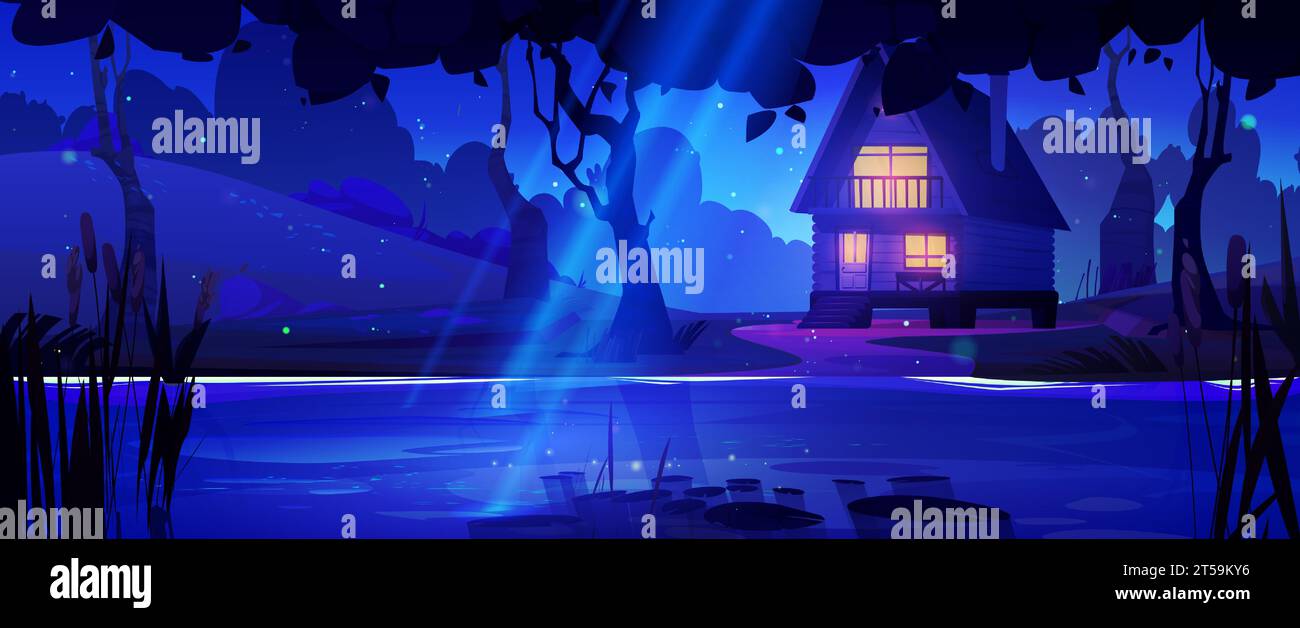 Moonlight lake shore night hi-res stock photography and images - Alamy