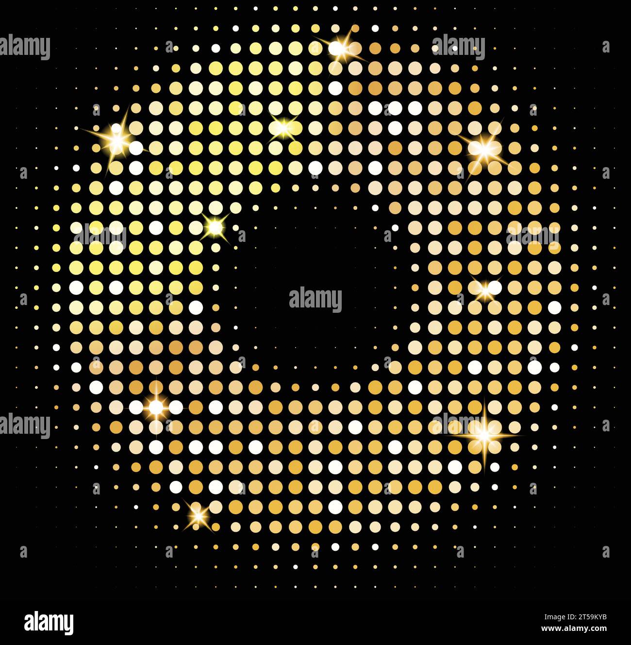 Vector gold disco lights background. Golden shiny mosaic in disco ball ...