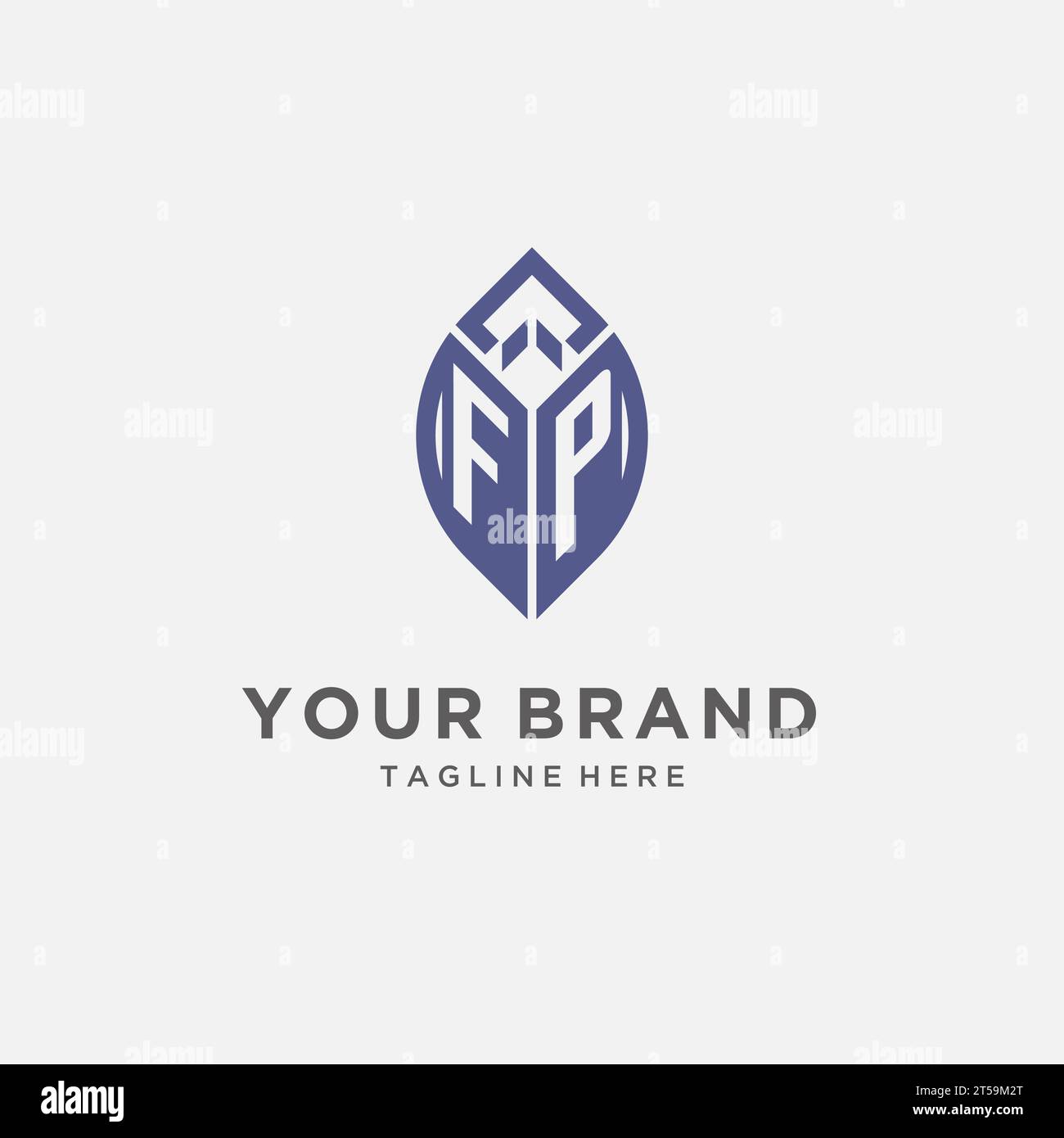FP logo with leaf shape, clean and modern monogram initial logo design ...