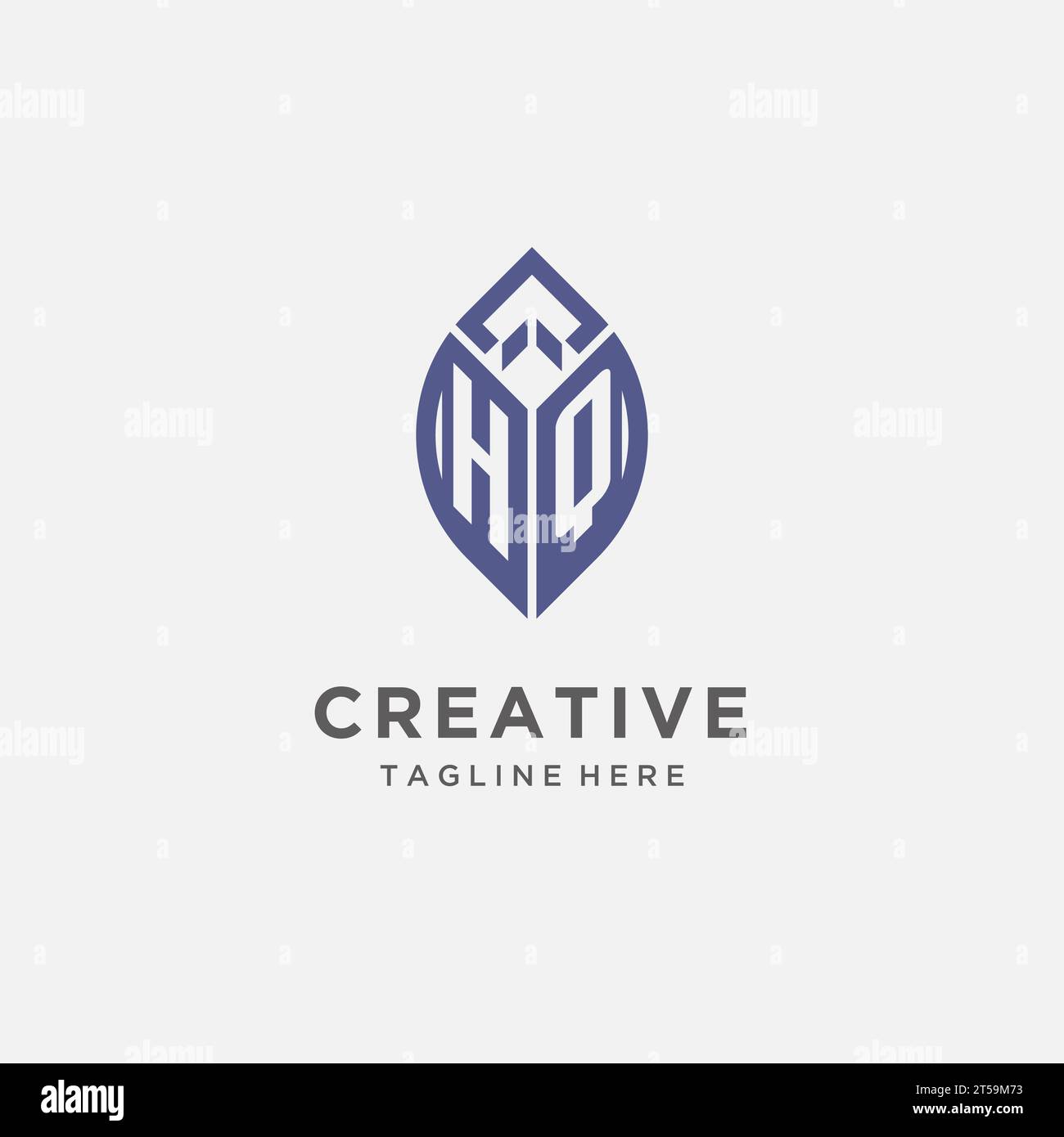 HQ logo with leaf shape, clean and modern monogram initial logo design ...