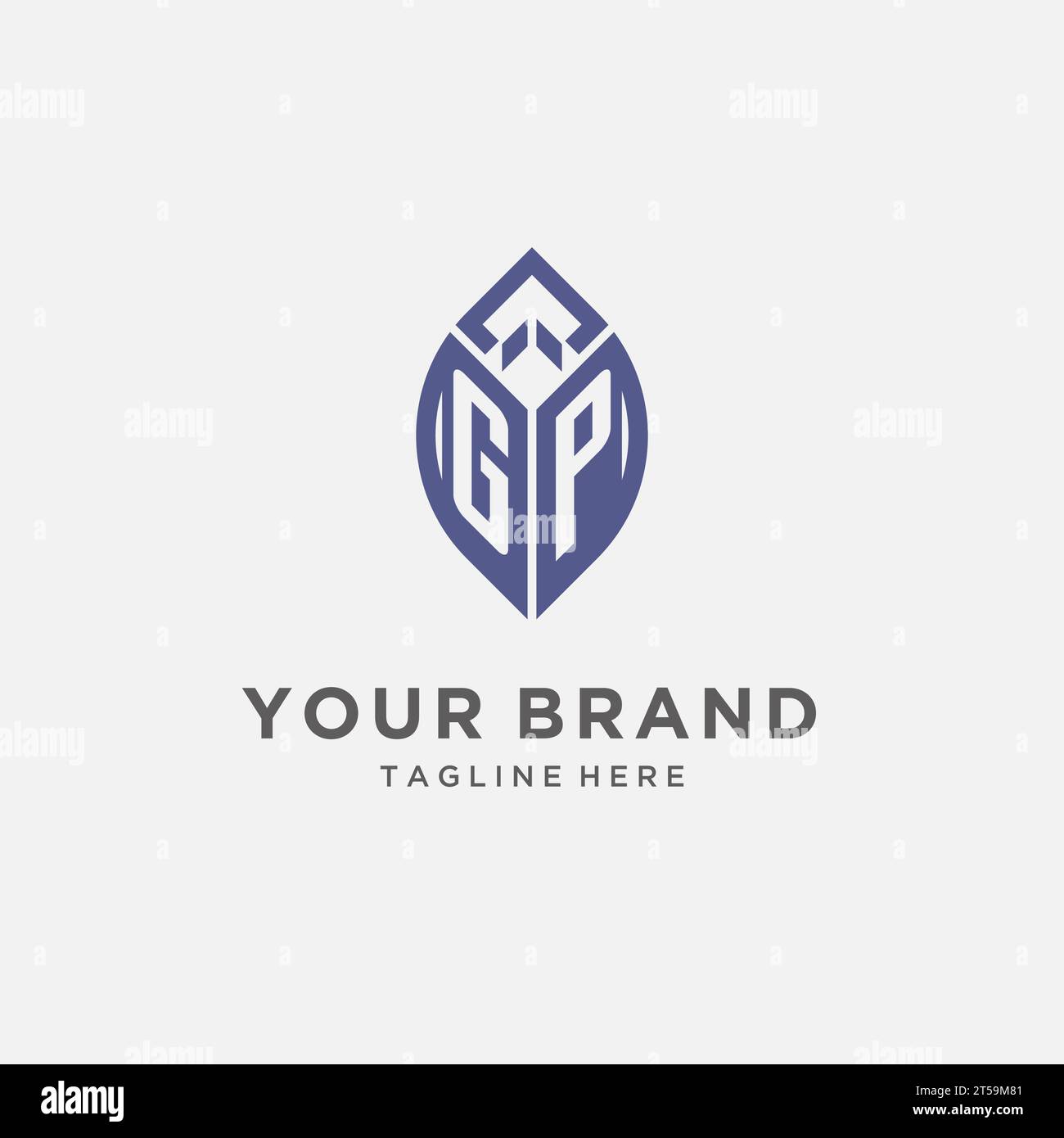 GP logo with leaf shape, clean and modern monogram initial logo design vector graphic Stock ...