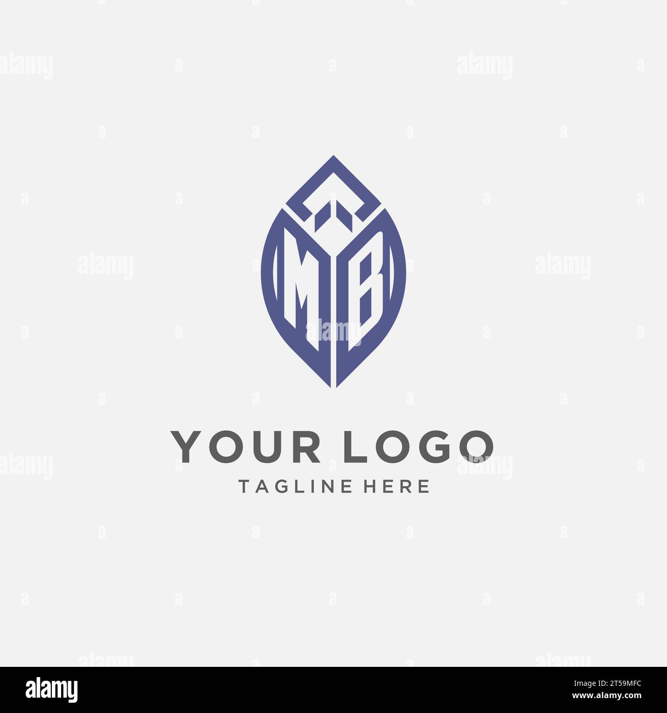 MB logo with leaf shape, clean and modern monogram initial logo design ...