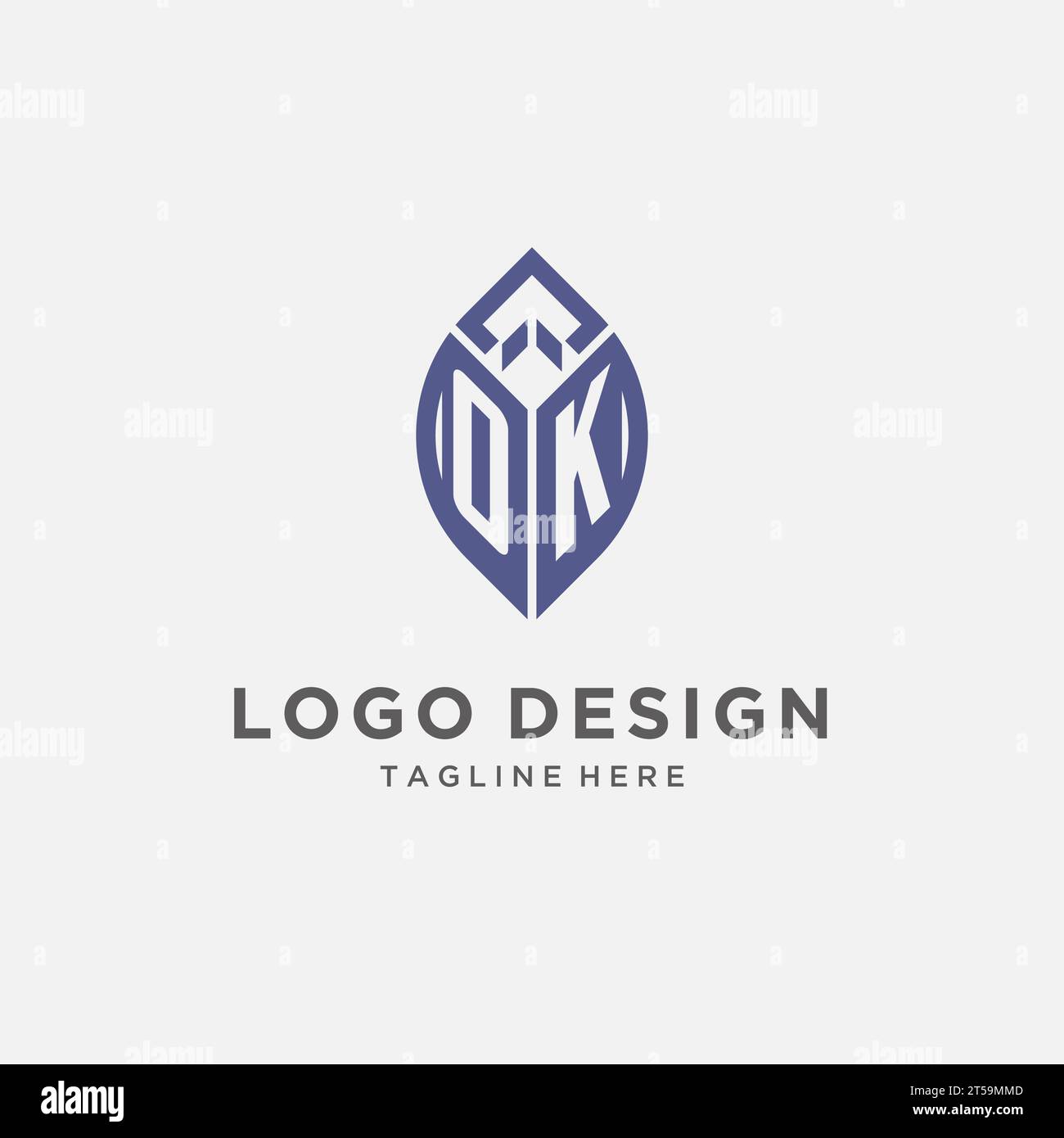 OK logo with leaf shape, clean and modern monogram initial logo design ...