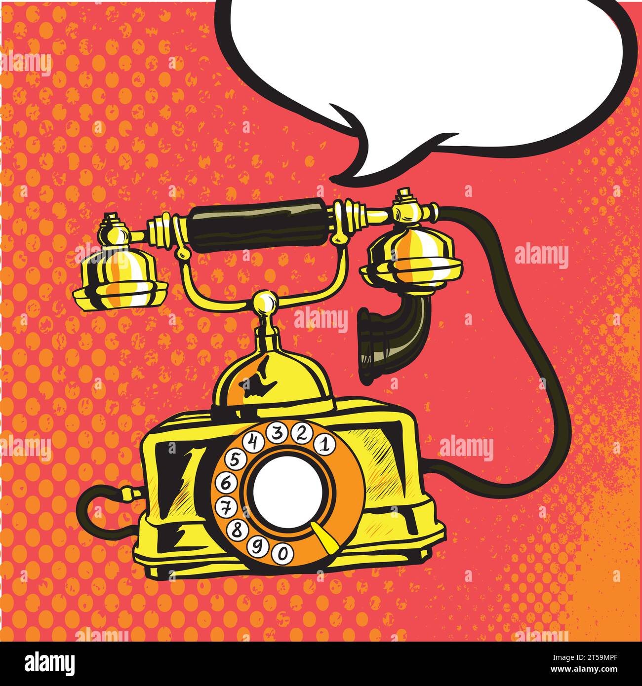 Retro phone ringing. Vector illustration in comic pop art style Stock ...