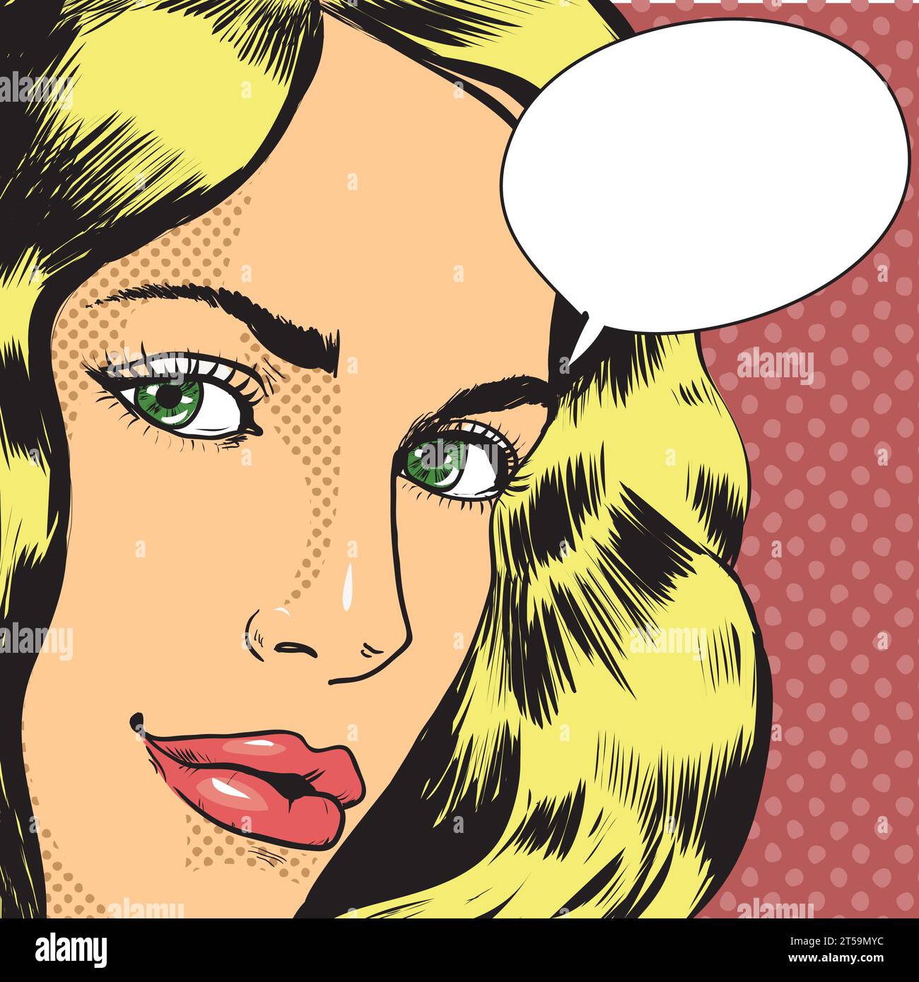Woman With Speech Bubble Vector Illustration In Retro Pop Art Comic