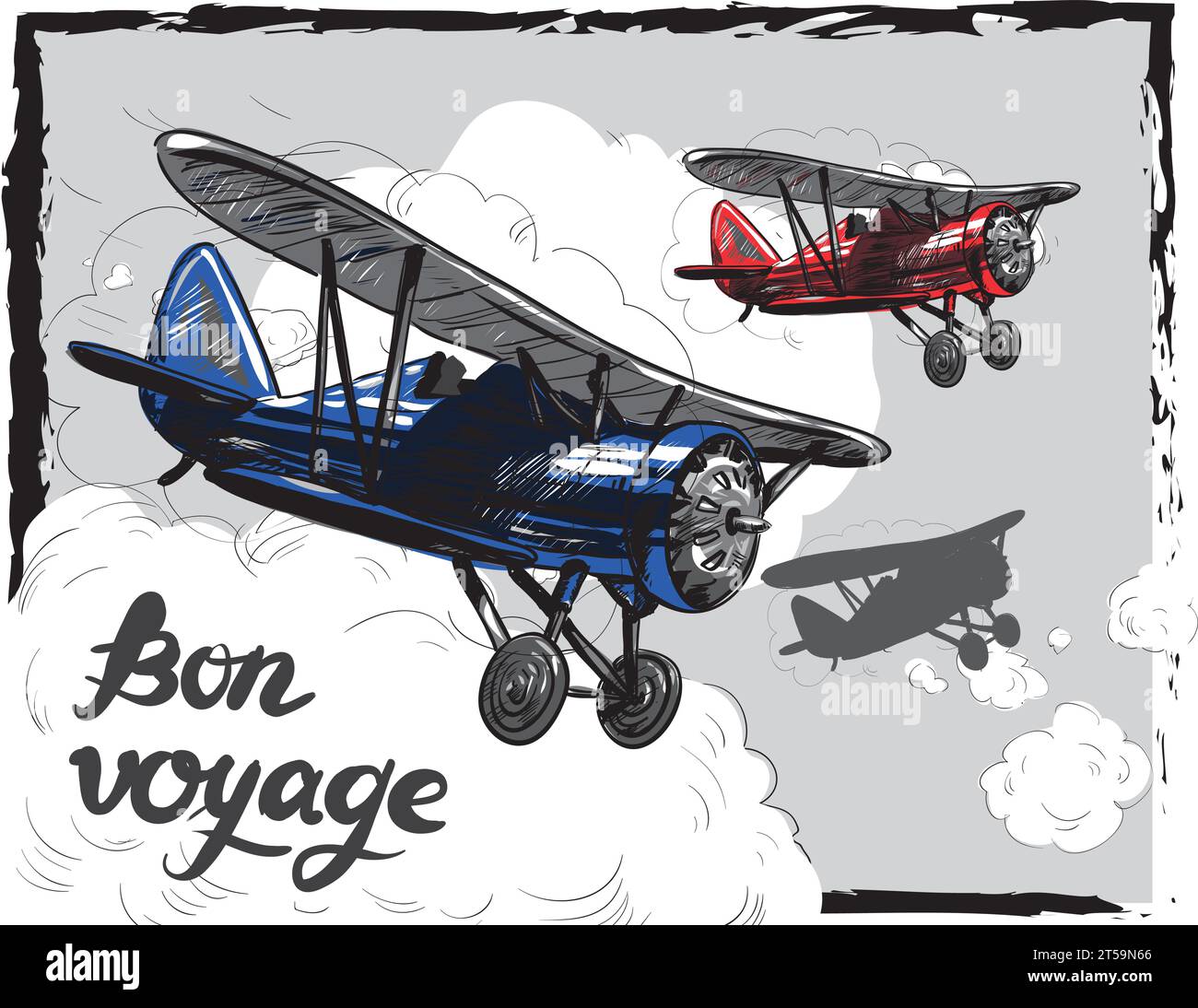 Lets Travel Concept Vector Illustration Retro Airplane Poster Old