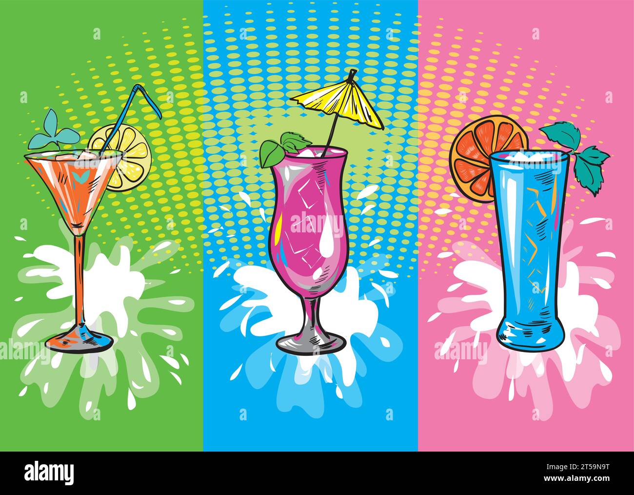 Vector set of colorful sketch cocktails and drinks Stock Vector Image ...