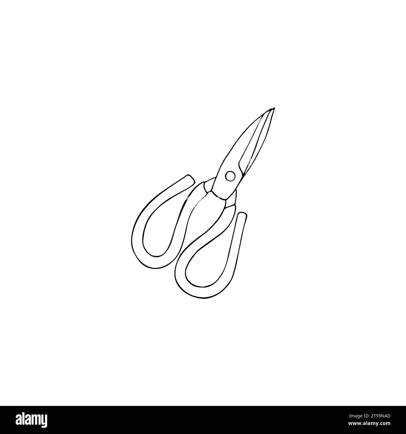Hand drawn scissors for leather or felt. Isolated vector illustration ...