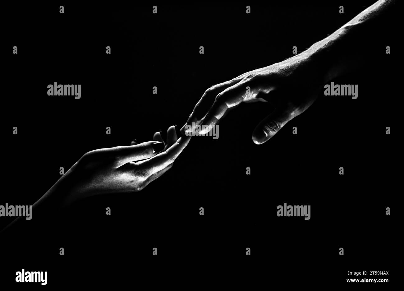 Hands gesturing on black background. Giving a helping hand. Support and ...