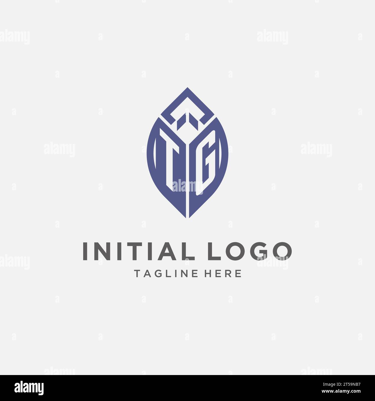 TG logo with leaf shape, clean and modern monogram initial logo design ...
