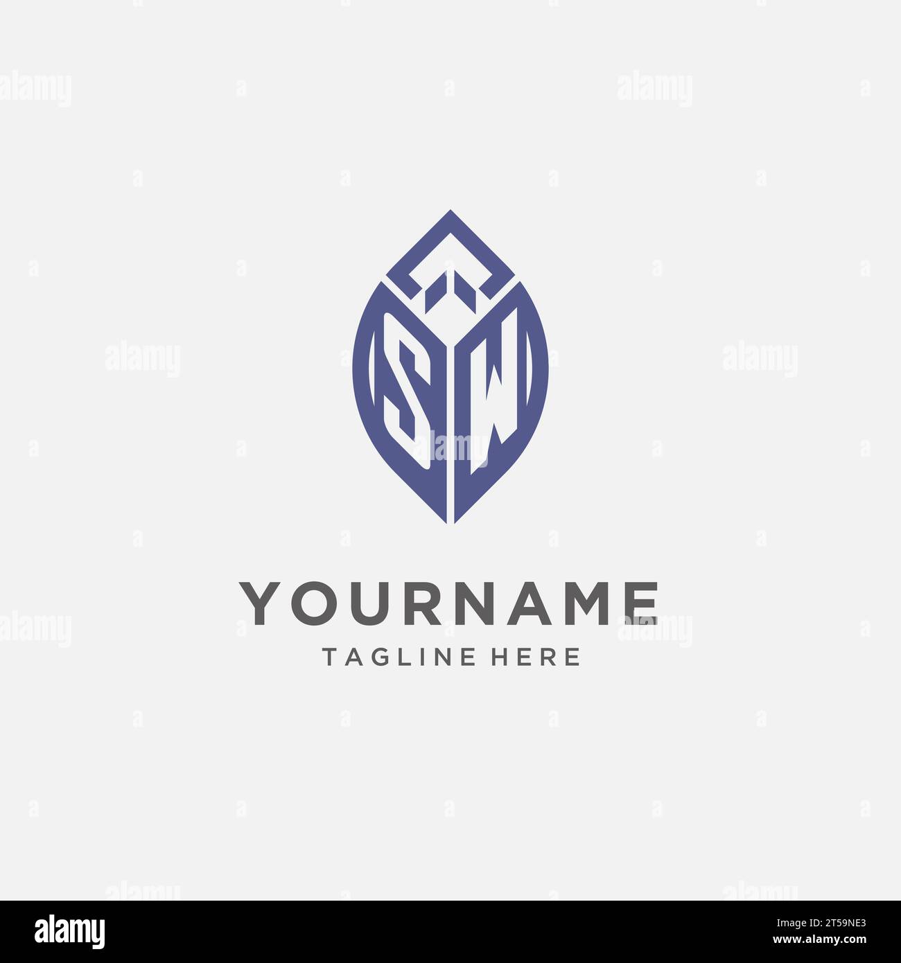 SW logo with leaf shape, clean and modern monogram initial logo design ...