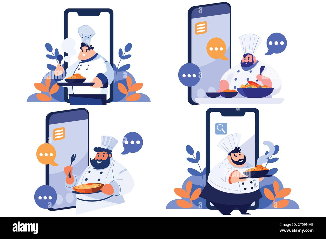 Hand Drawn Chef character teaching cooking in the concept of teaching ...