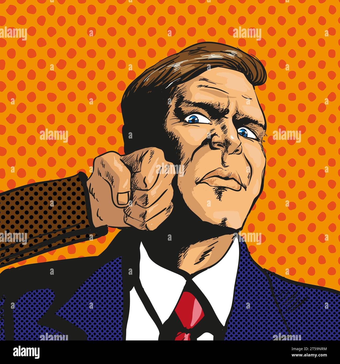 Vector illustration of man getting punch in his face in retro pop art ...