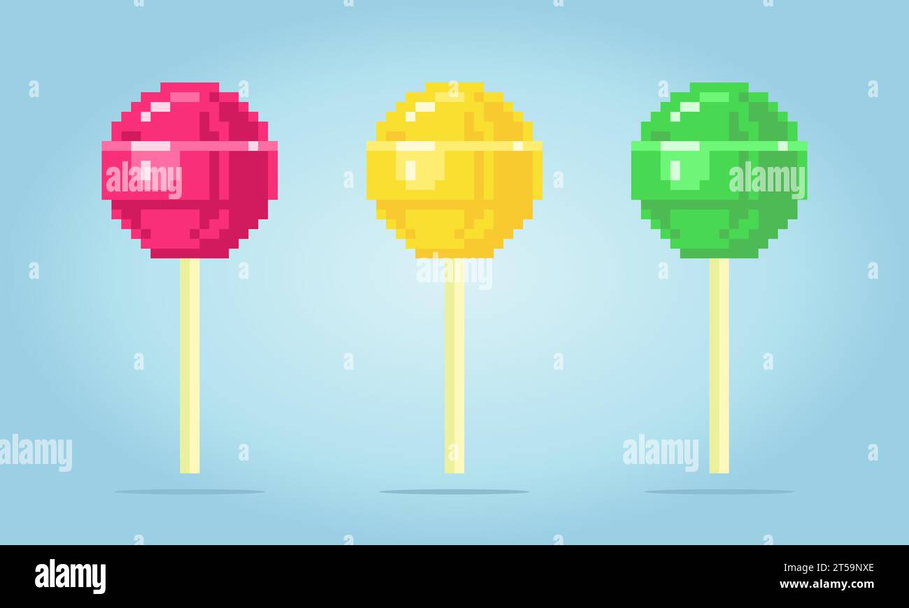 8 bit pixels lollipop. Food icon for game assets and cross stitch ...
