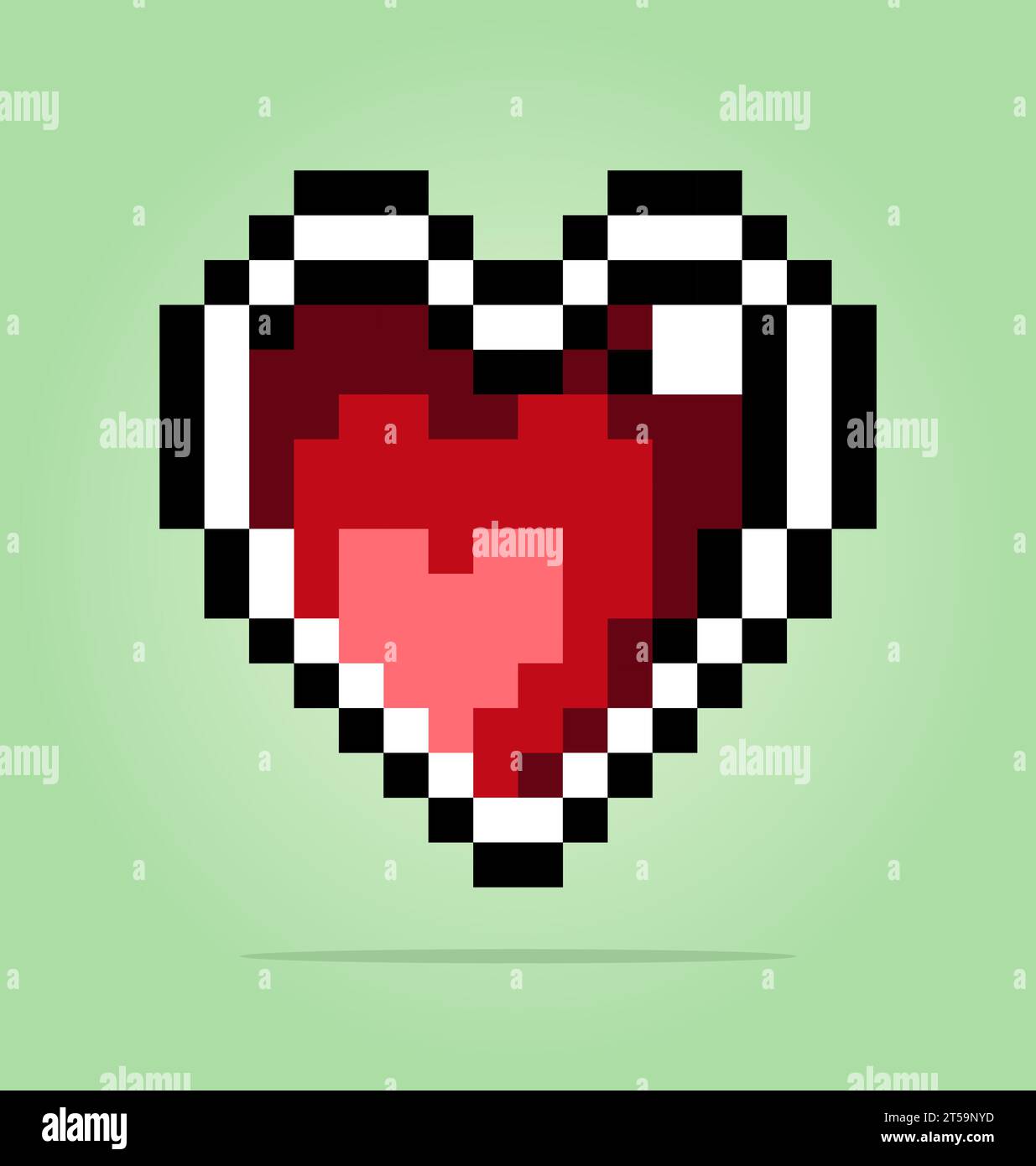 8 bit pixels a crystal heart. Love icon for game assets and cross ...